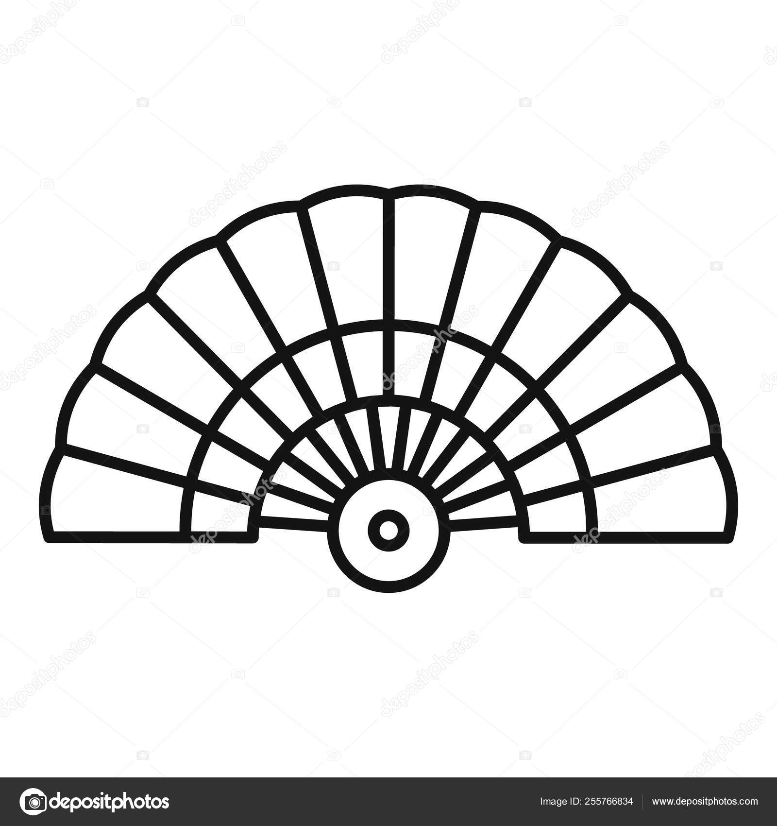 Tradition hand fan icon, outline style — Stock Vector © anatolir #255766834
