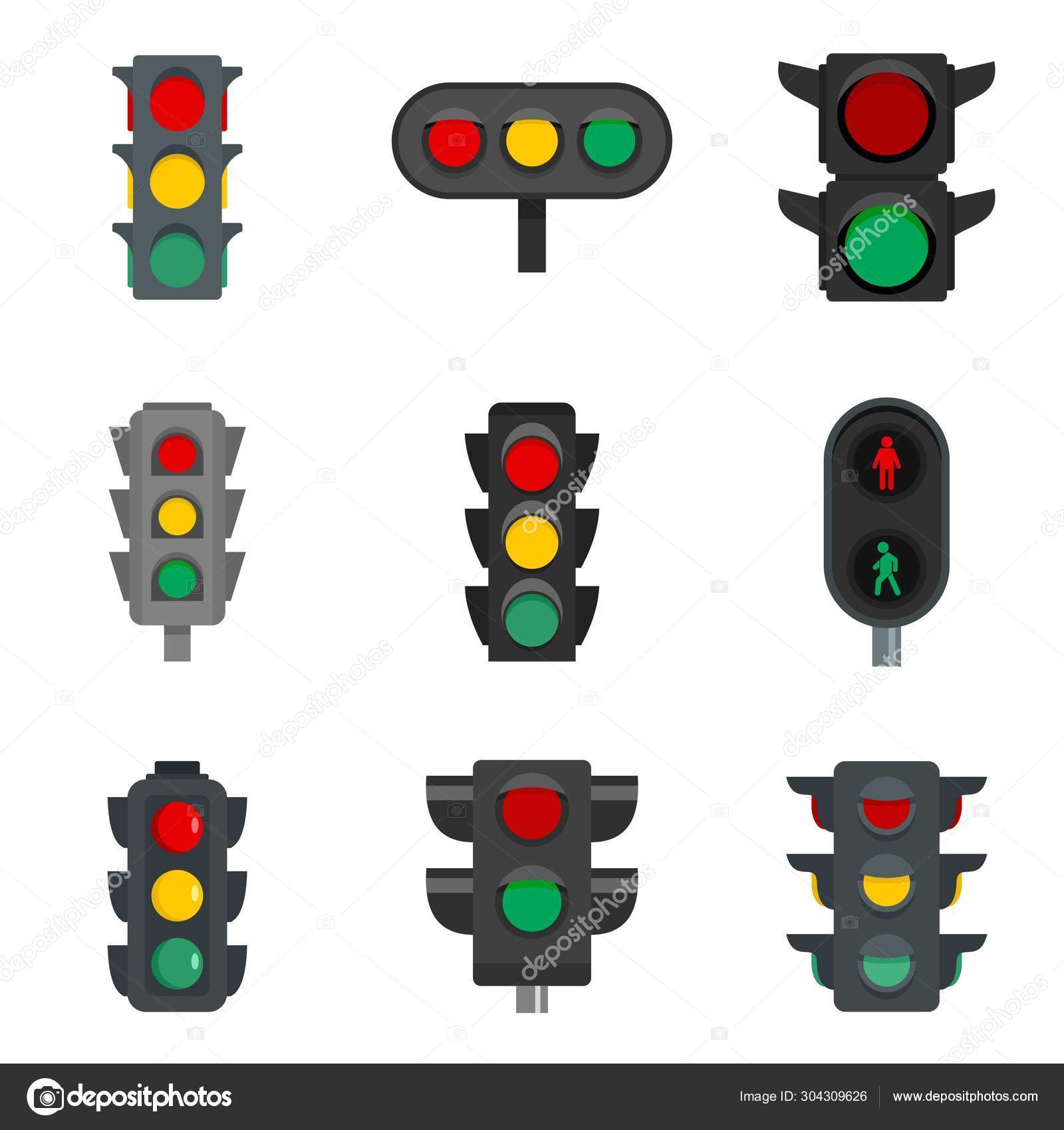 Traffic Light Vector Flat