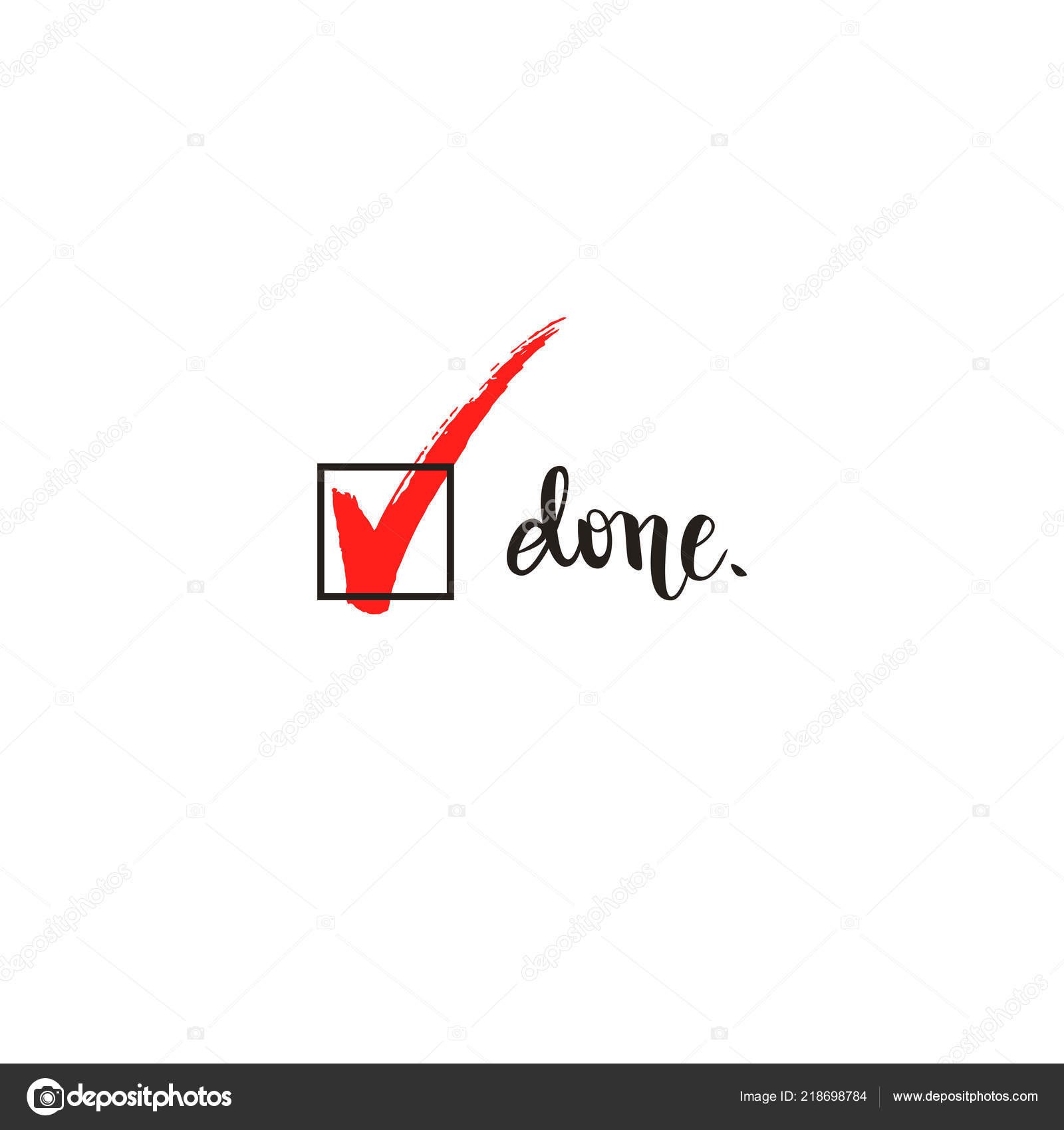 Hecho Marca Verificación Símbolo Caligrafía Vector de stock por ...