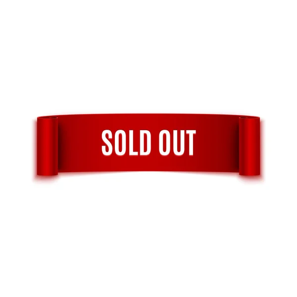 Sold Out Banner Realistic Red Ribbon Isolated White Realistic Vector ...