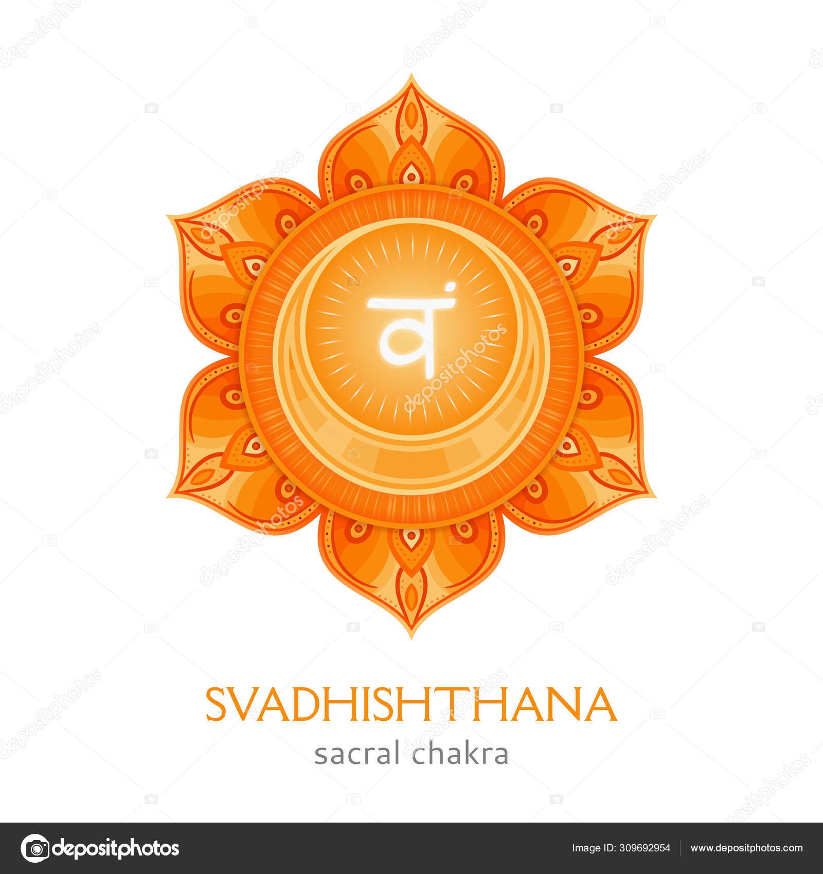 Svadhishthana, sacral chakra symbol. Colorful mandala. Vector il Stock ...