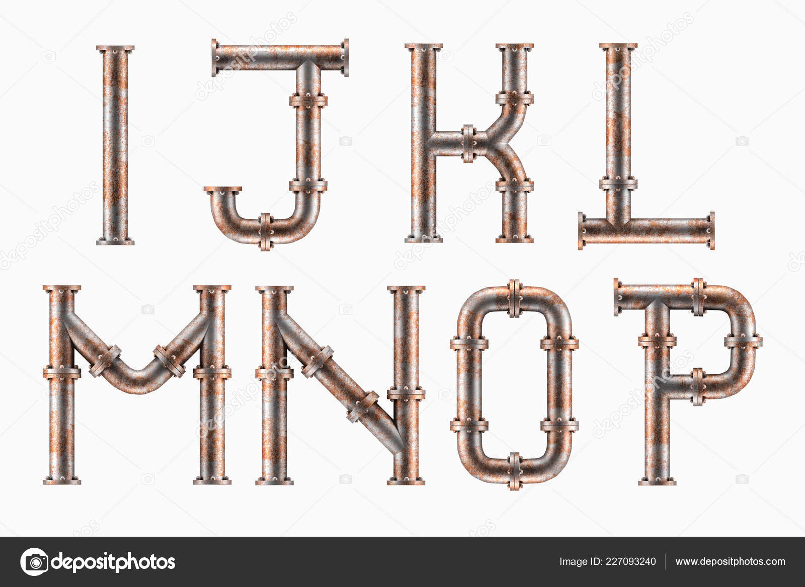 Alphabet Made Rusty Metal Piping Elements Letters Stock Illustration by ...