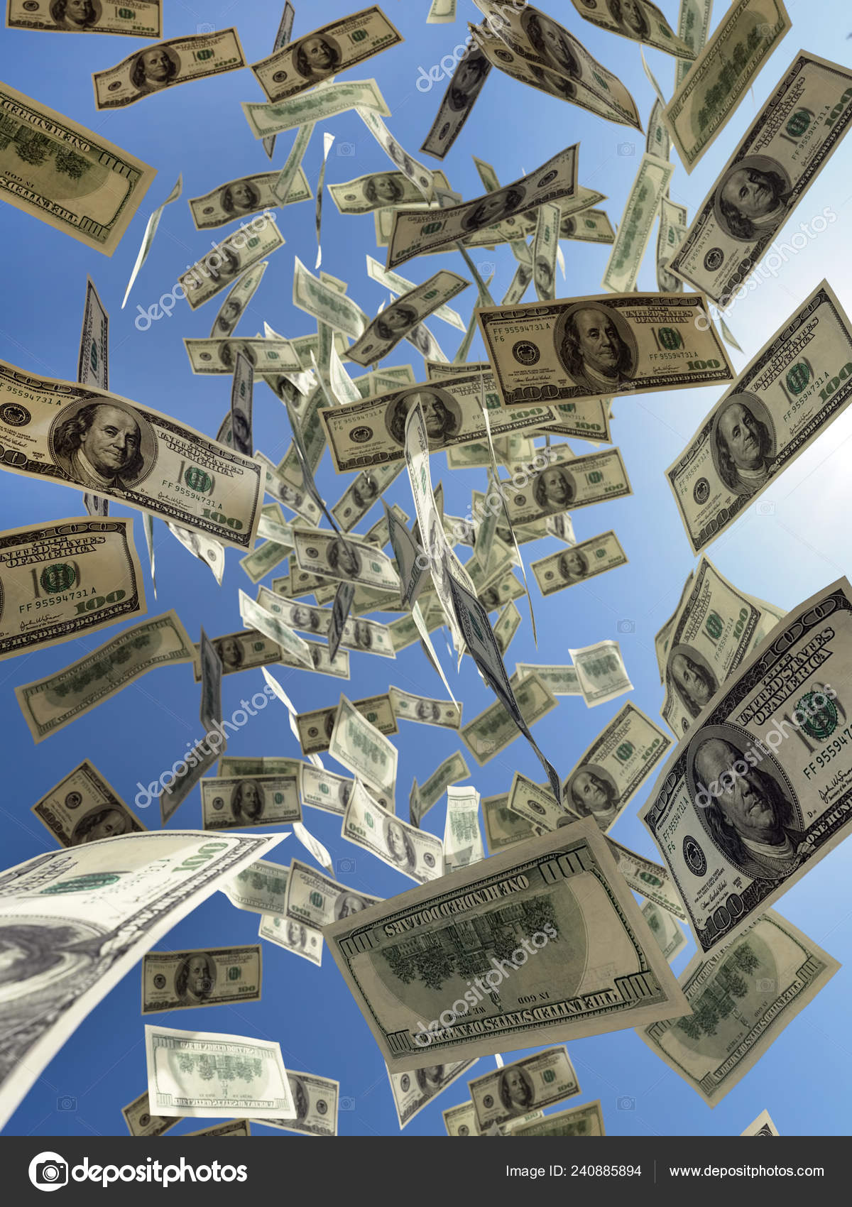 Render Bunch American 100 Dollar Bills Falling Sky – Stock Editorial ...