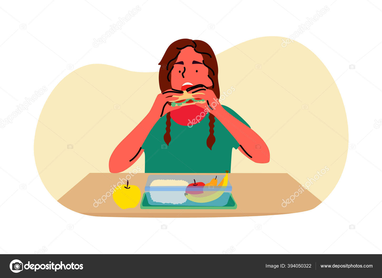 Dinner, school, food, break, childhood concept Stock Vector by ©little ...