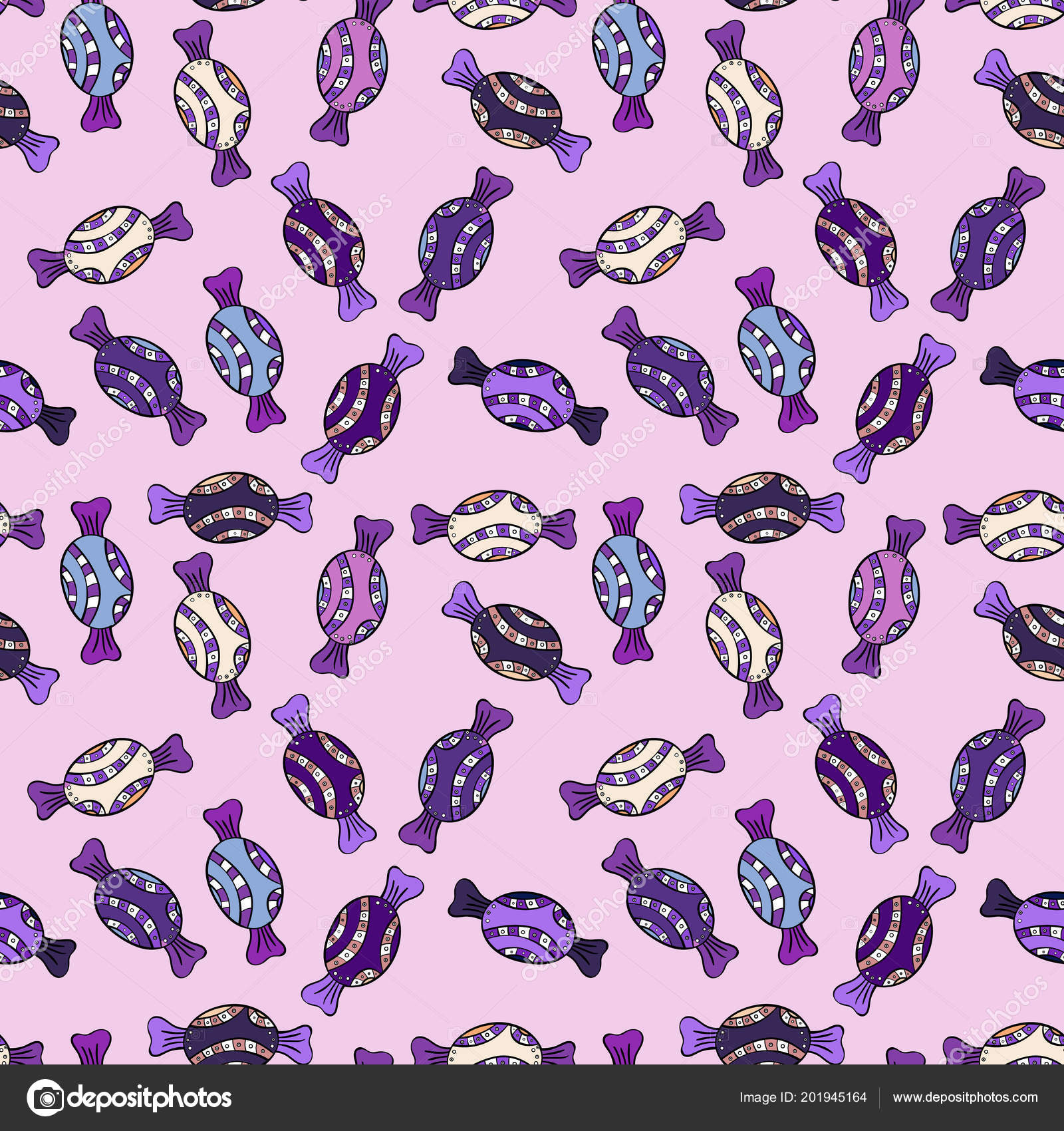 Vector Cute Cartoon Colorful Seamless Vector Pattern Candies Cotton ...