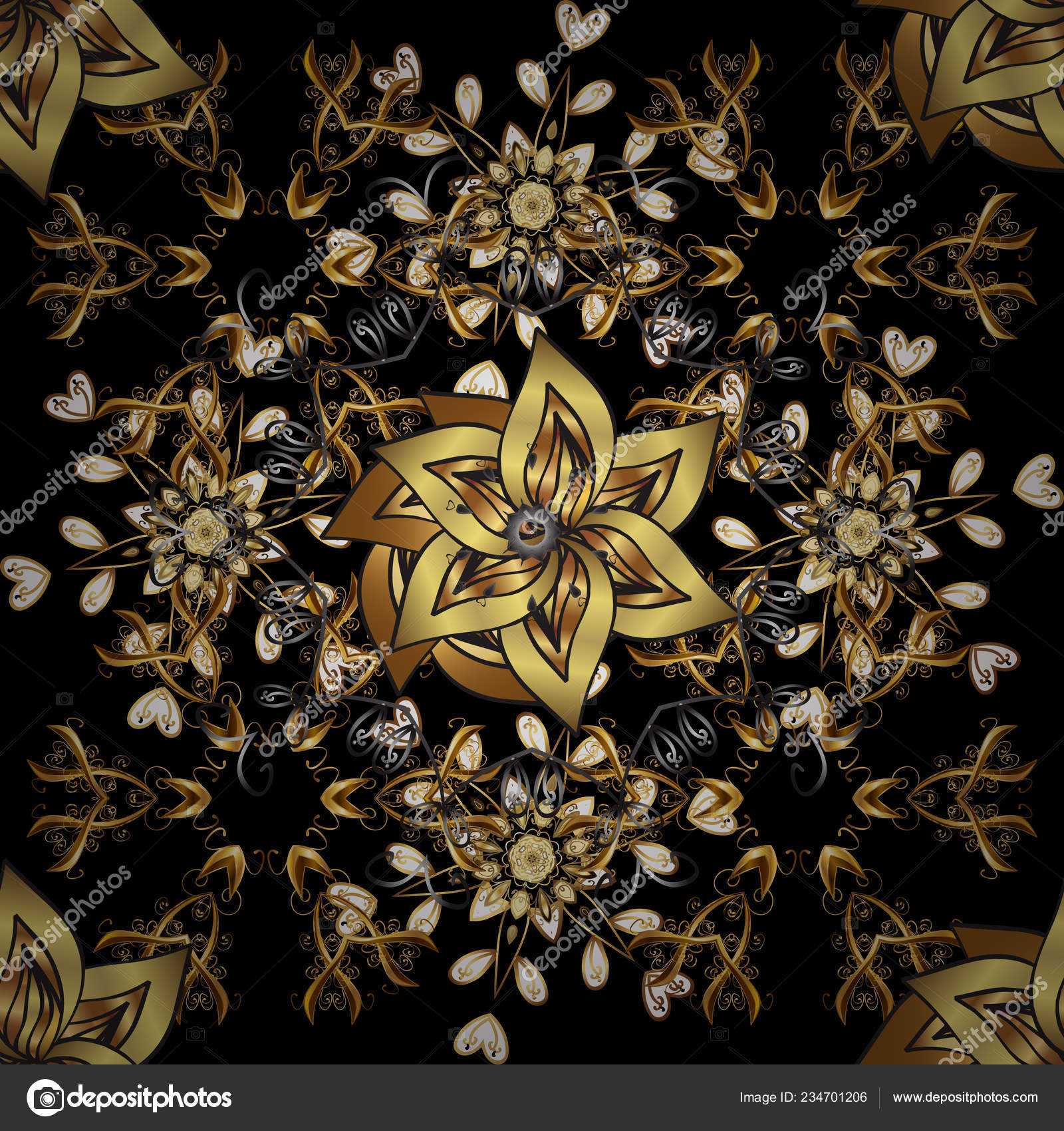 Classic Vector Golden Seamless Pattern Classic Vintage Background ...