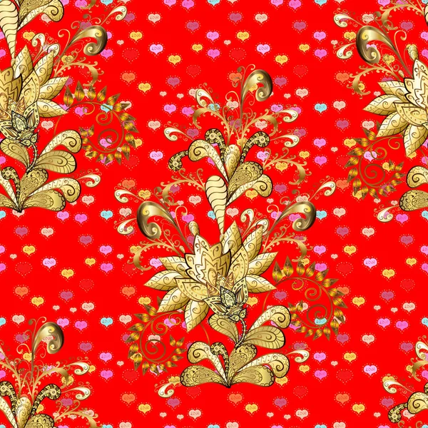 Damask seamless red and gold pattern for design background, royal ...