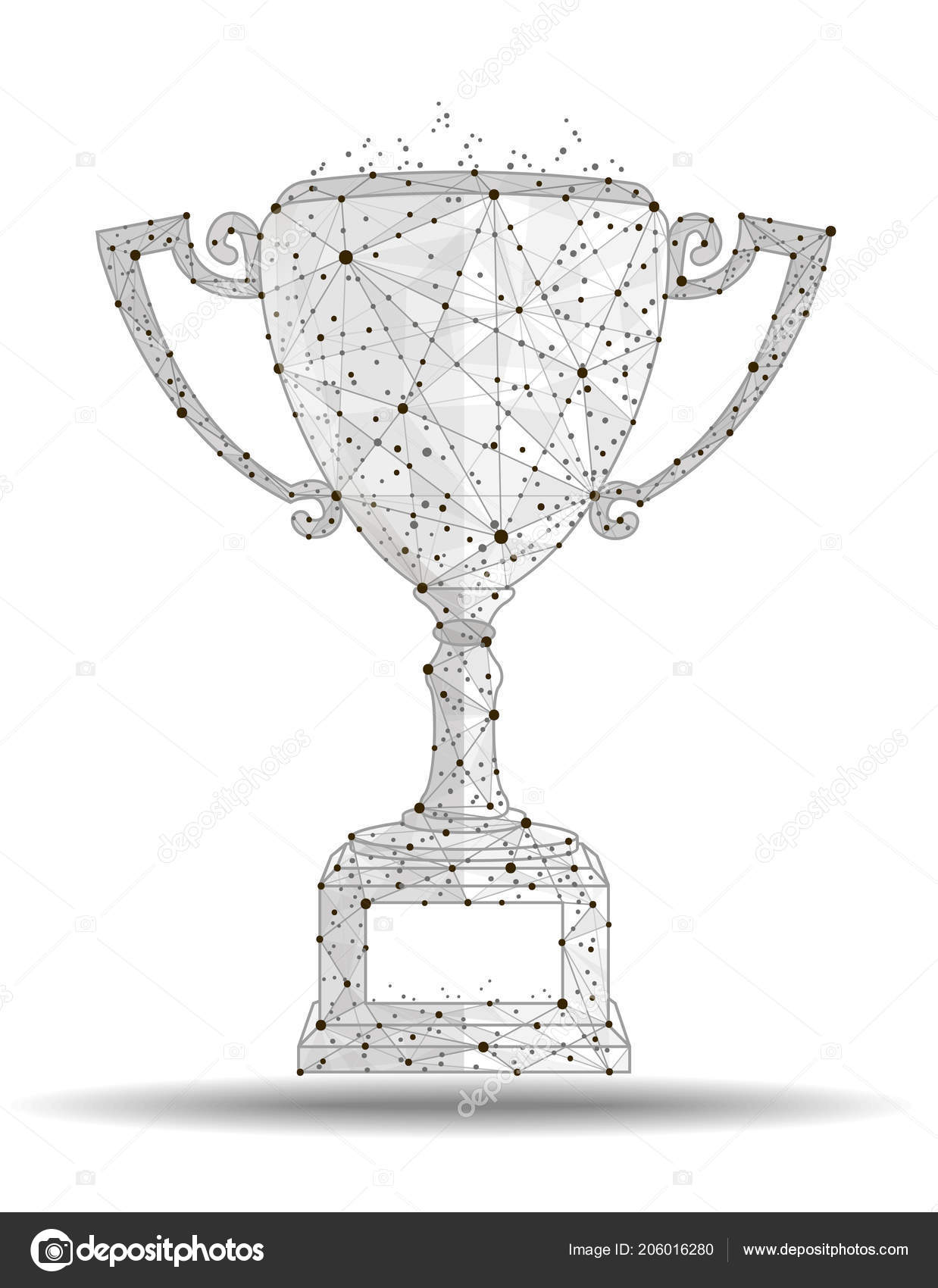 Winner cup , logo isolated from low poly wireframe on white background ...
