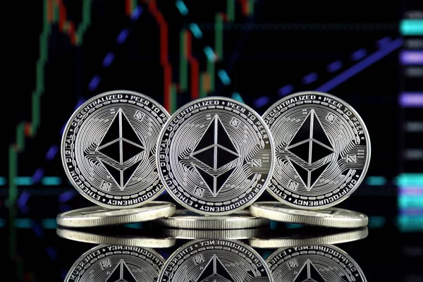 Physical version of Ethereum (ETH). Conceptual image for investors in cryptocurrency, Blockchain ...