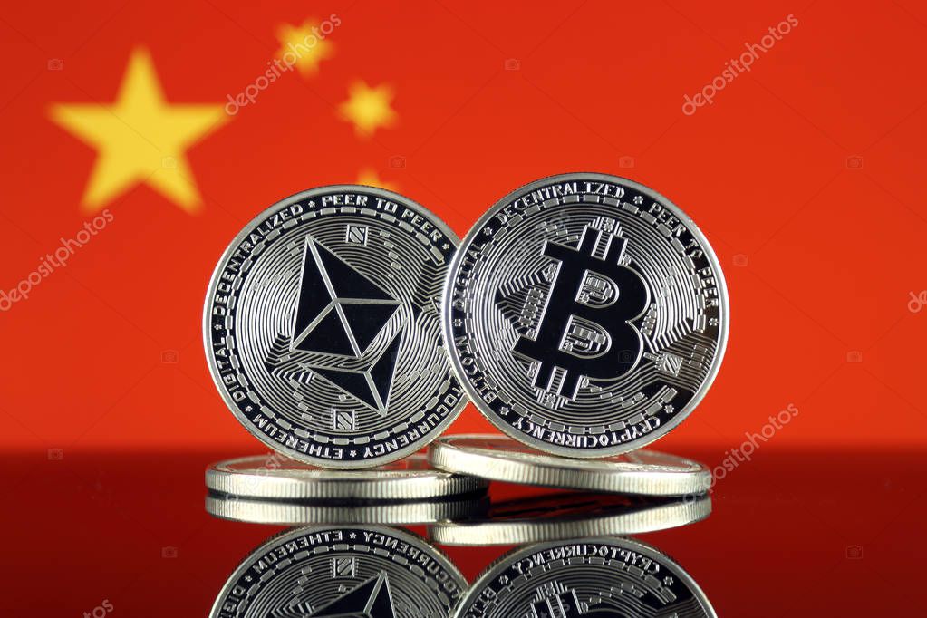 Versi n f sica de Ethereum (ETH), Bitcoin (BTC) y China Flag. 2 criptomonedas m s grandes en t ...