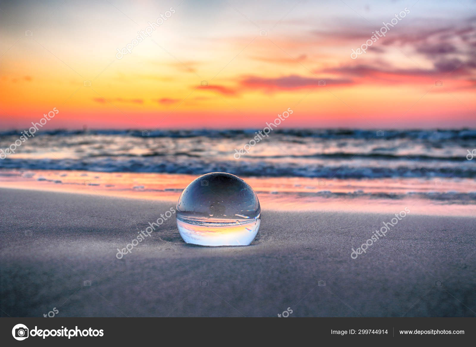 Beautiful Sunset Beach Slowinski National Park Leba Poland View Glass ...