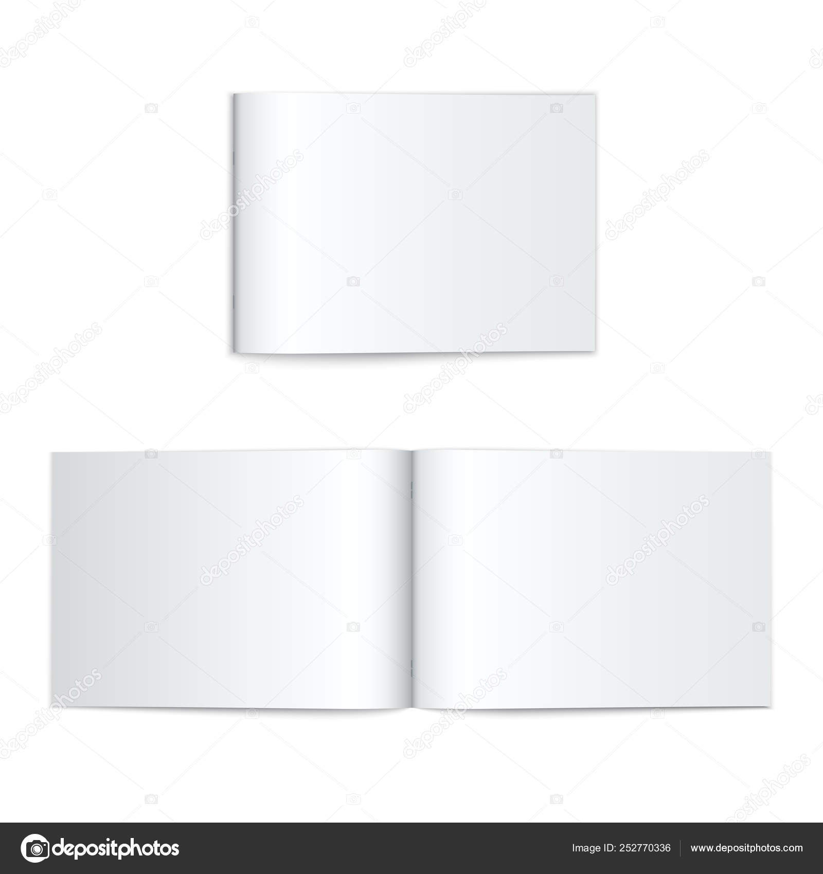 Vector mock up of booklet with soft cover isolated. Opened and closed ...