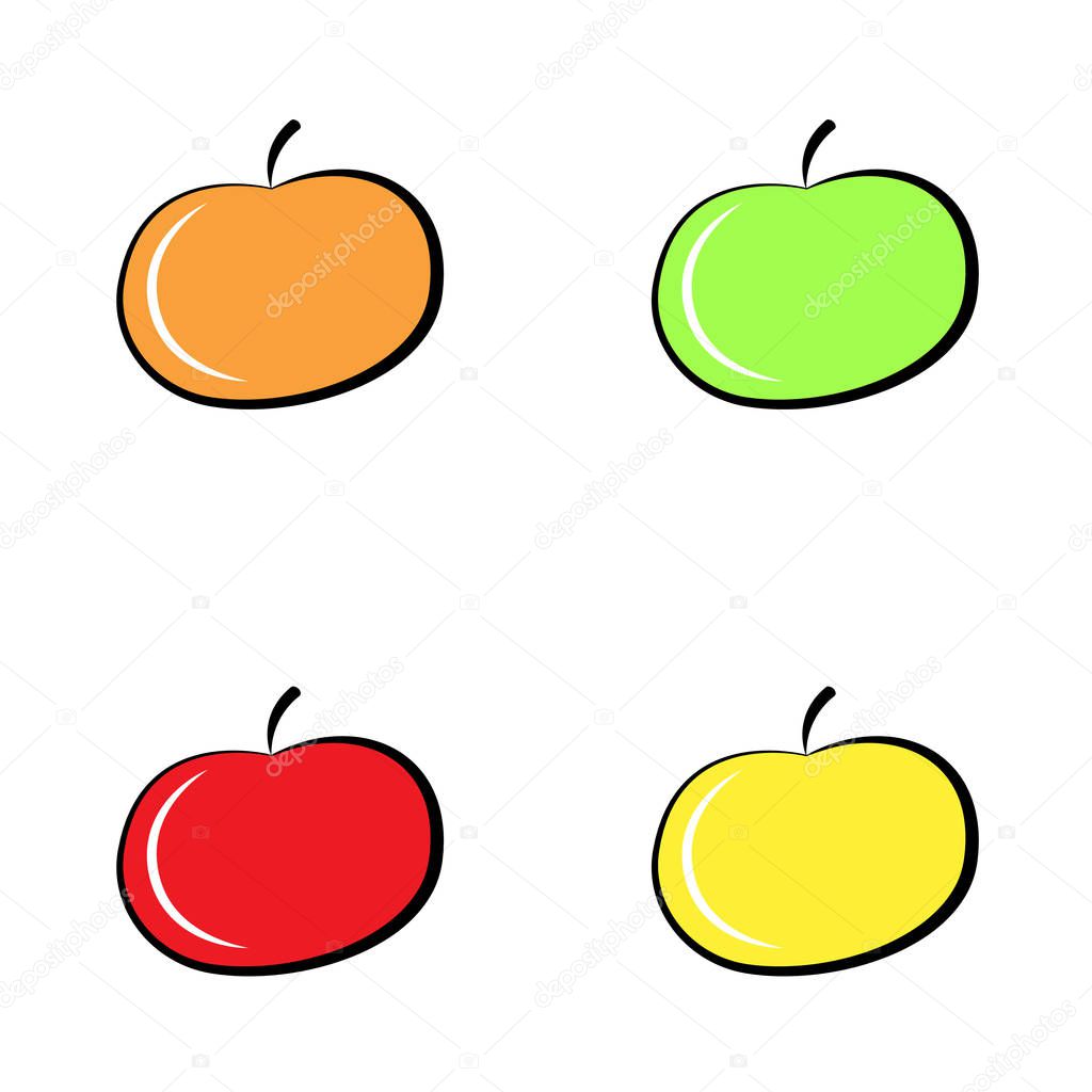 Conjunto de iconos de manzana de colores aislados sobre fondo blanco ...