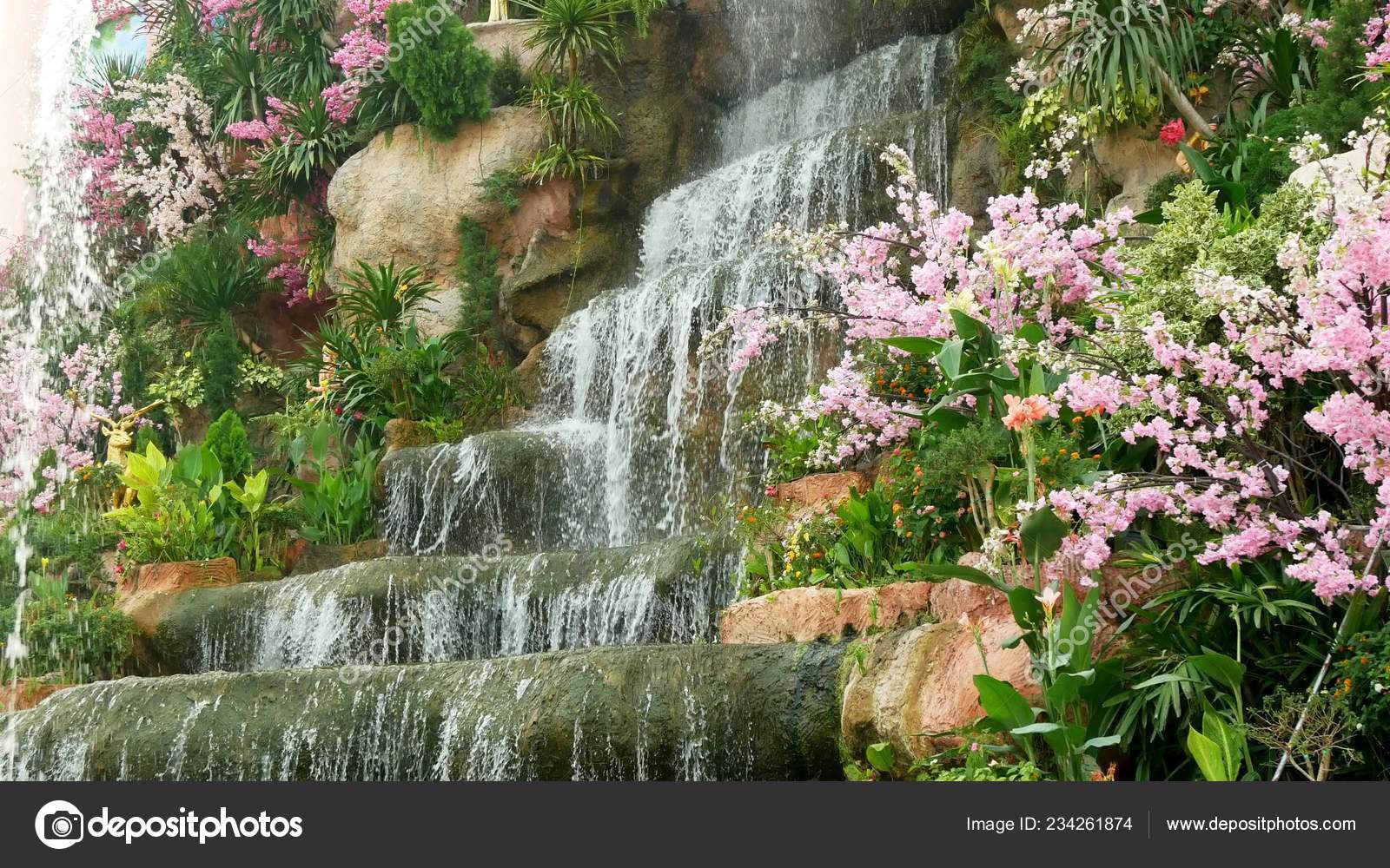Beautiful Flower Gardens Waterfalls