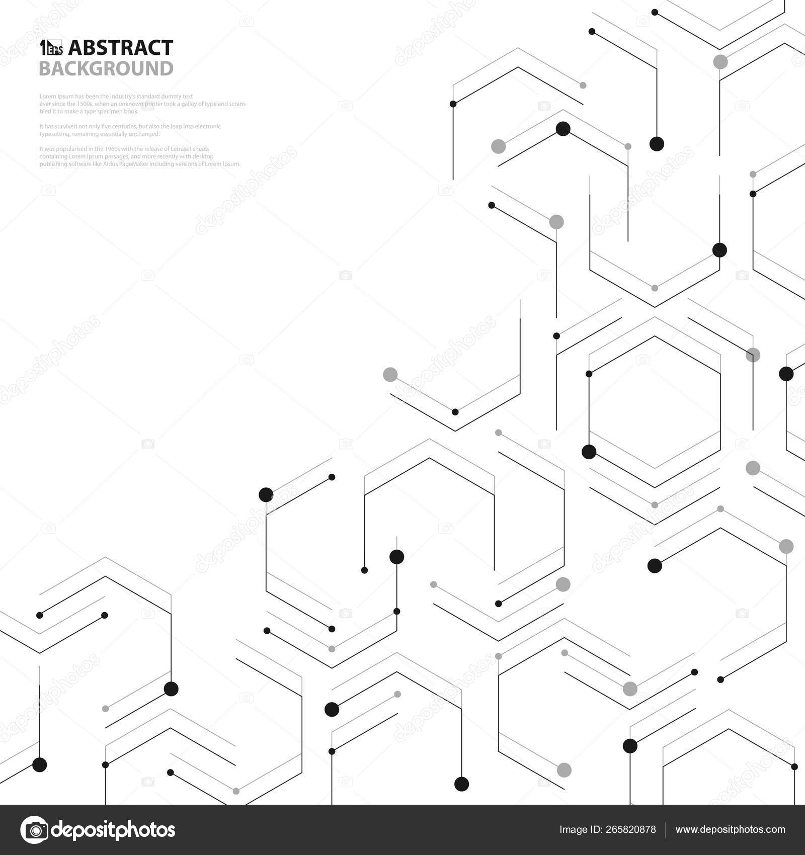 Abstract black hexagonal nanotechnology pattern cover design decoration ...