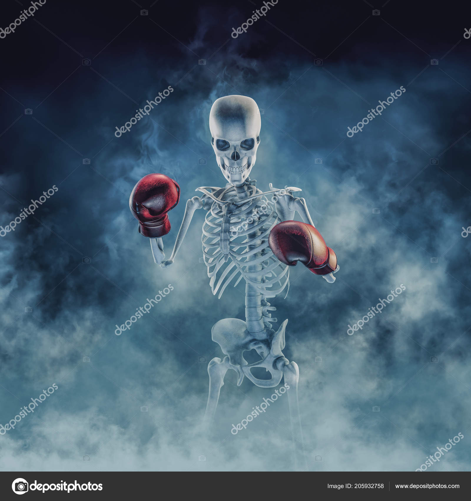 Phantom Boxer Illustration Scary Fighter Skeleton Wearing Boxing Gloves ...