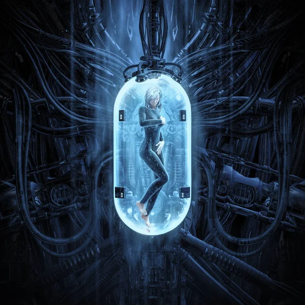 Cyberpunk Metropolis Night Illustration Dark Futuristic Science Fiction ...