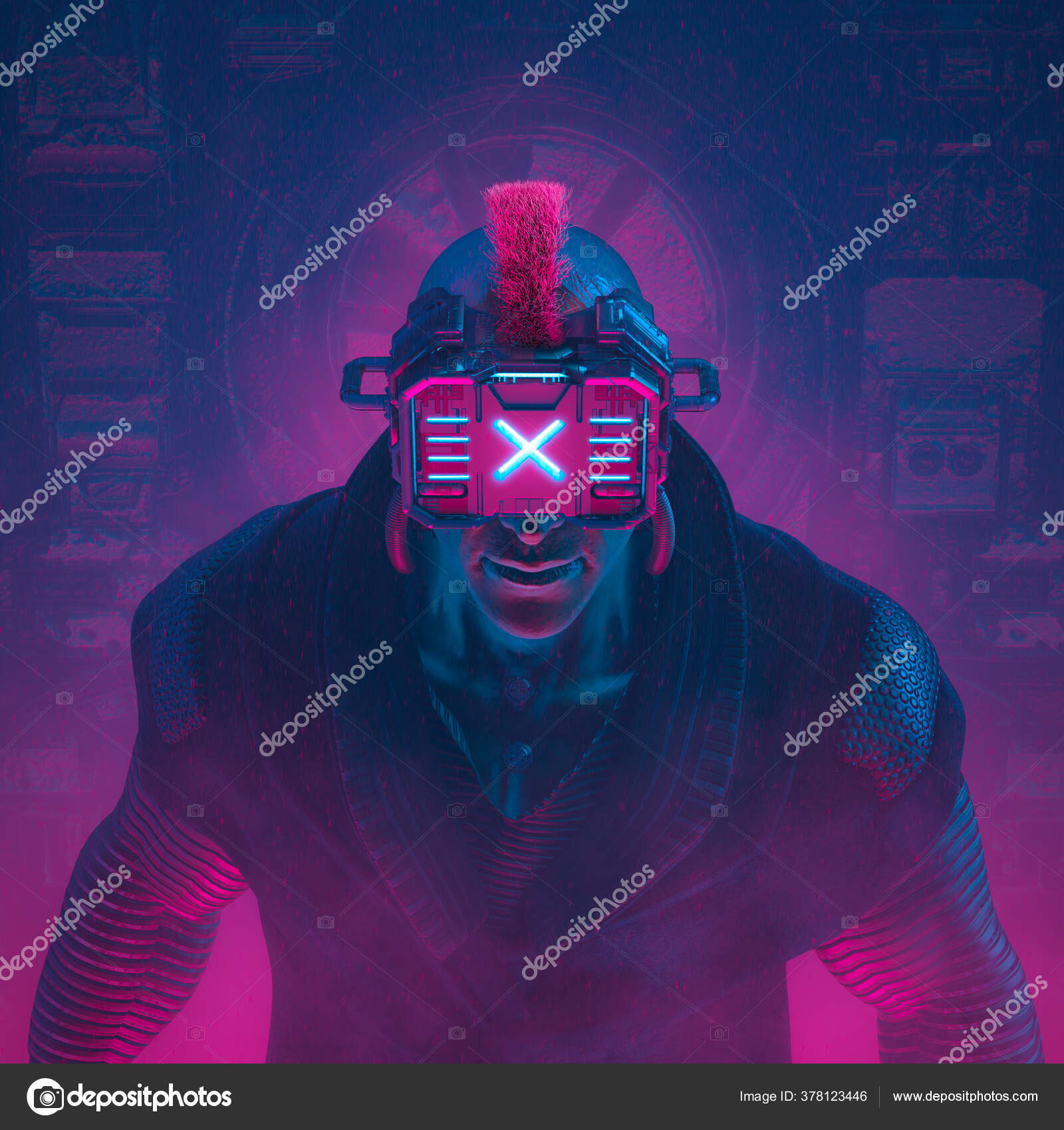 Cyberware Hacker Boss Illustration Science Fiction Cyberpunk Gangster ...