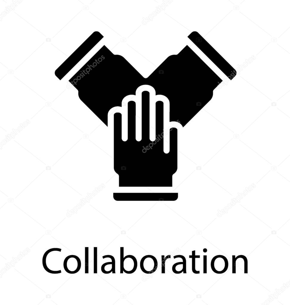 Three Hands Together One Other Symbolizing Collaboration Icon — Stock ...