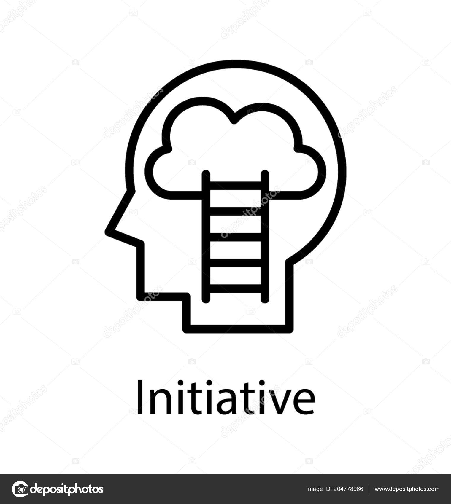 Ladder Human Skull Reaching Its Brain Depicting Idea Initiative Icon ...