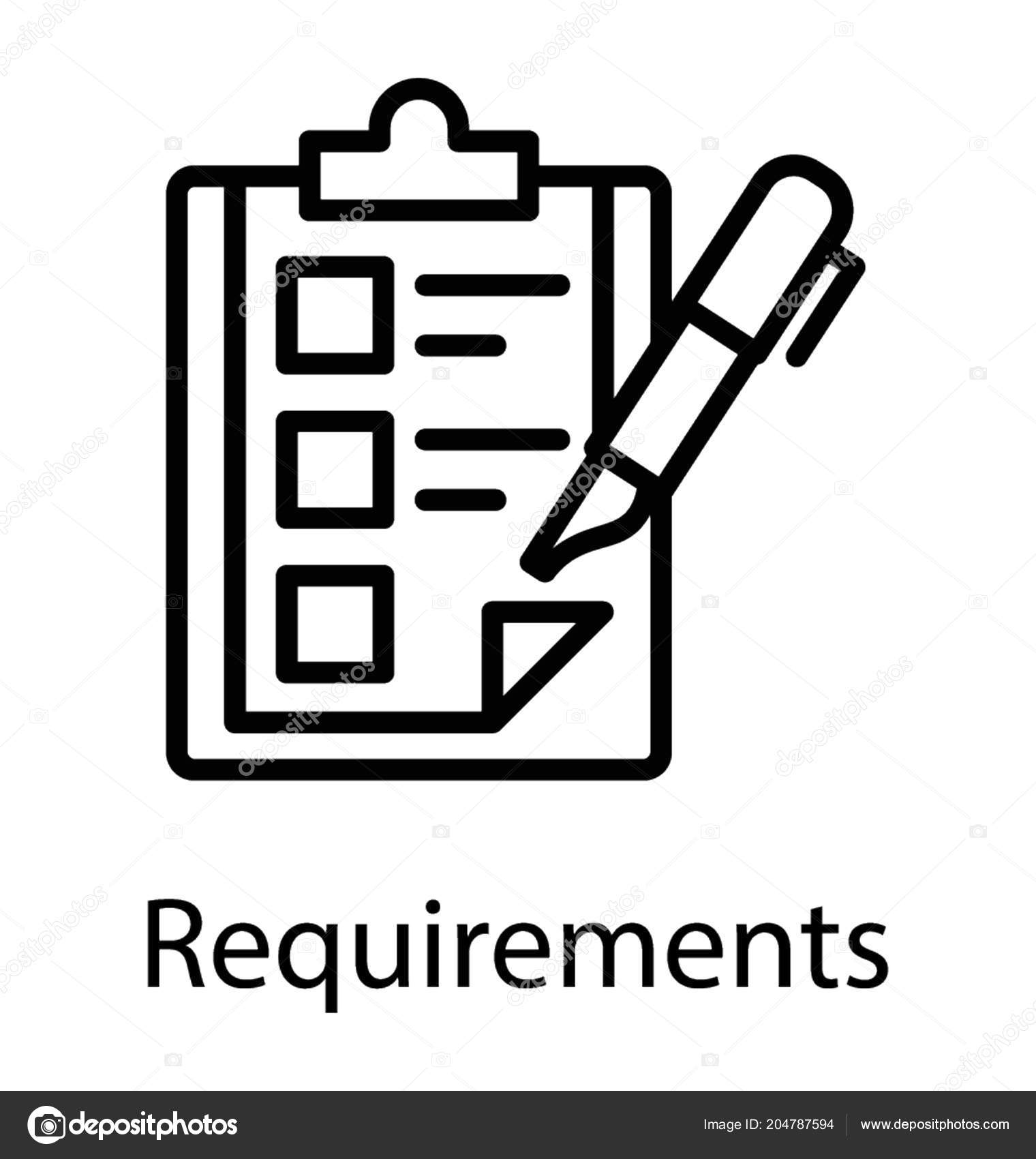 Icon Requirements Denoted Clipboard Pen Making Some Checkboxes Stock ...