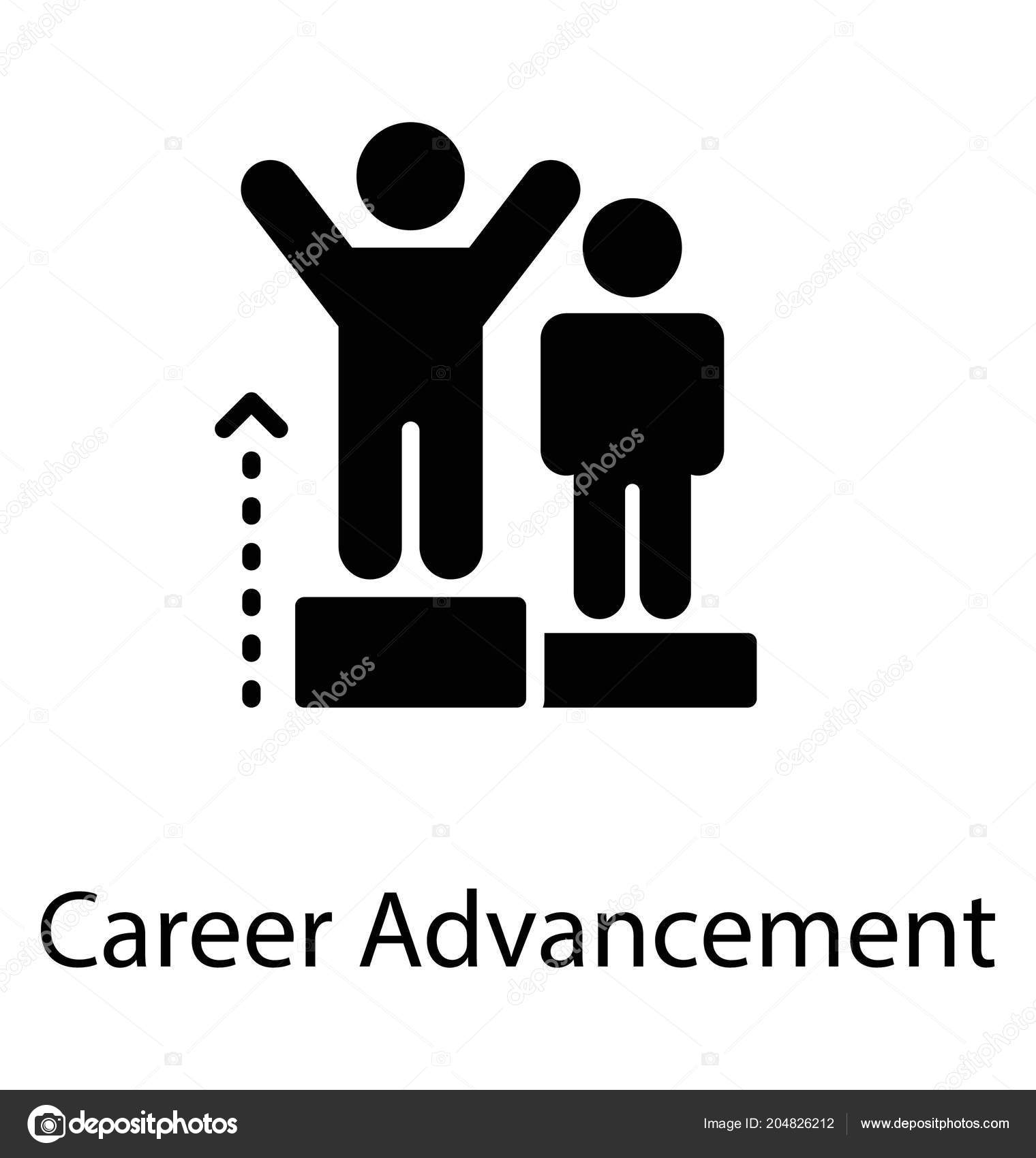 Two Human Avatars Standing Podium Conceptualizing Career Advancement ...