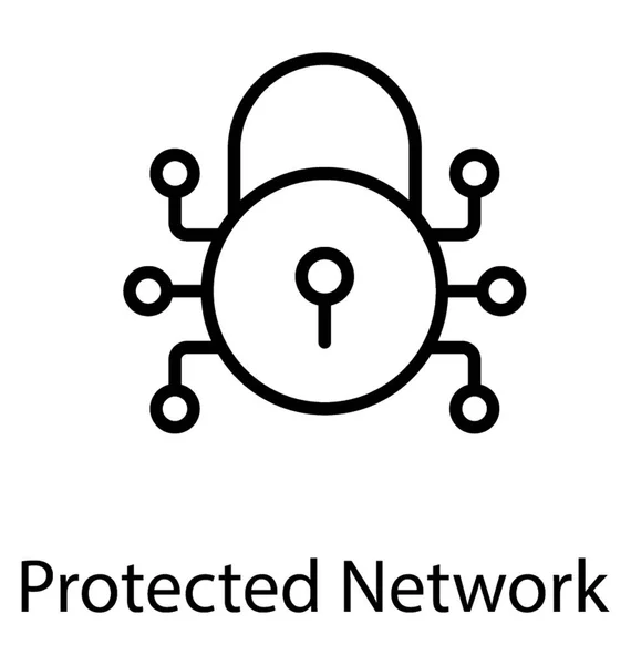 Icon Circle Having Wires Lock Sign Depicting Network Security Stock ...