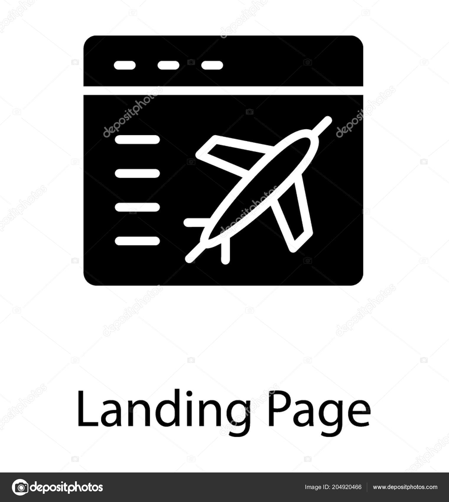 Airplane Landing Website Layout Showcasing Landing Page Content Stock ...