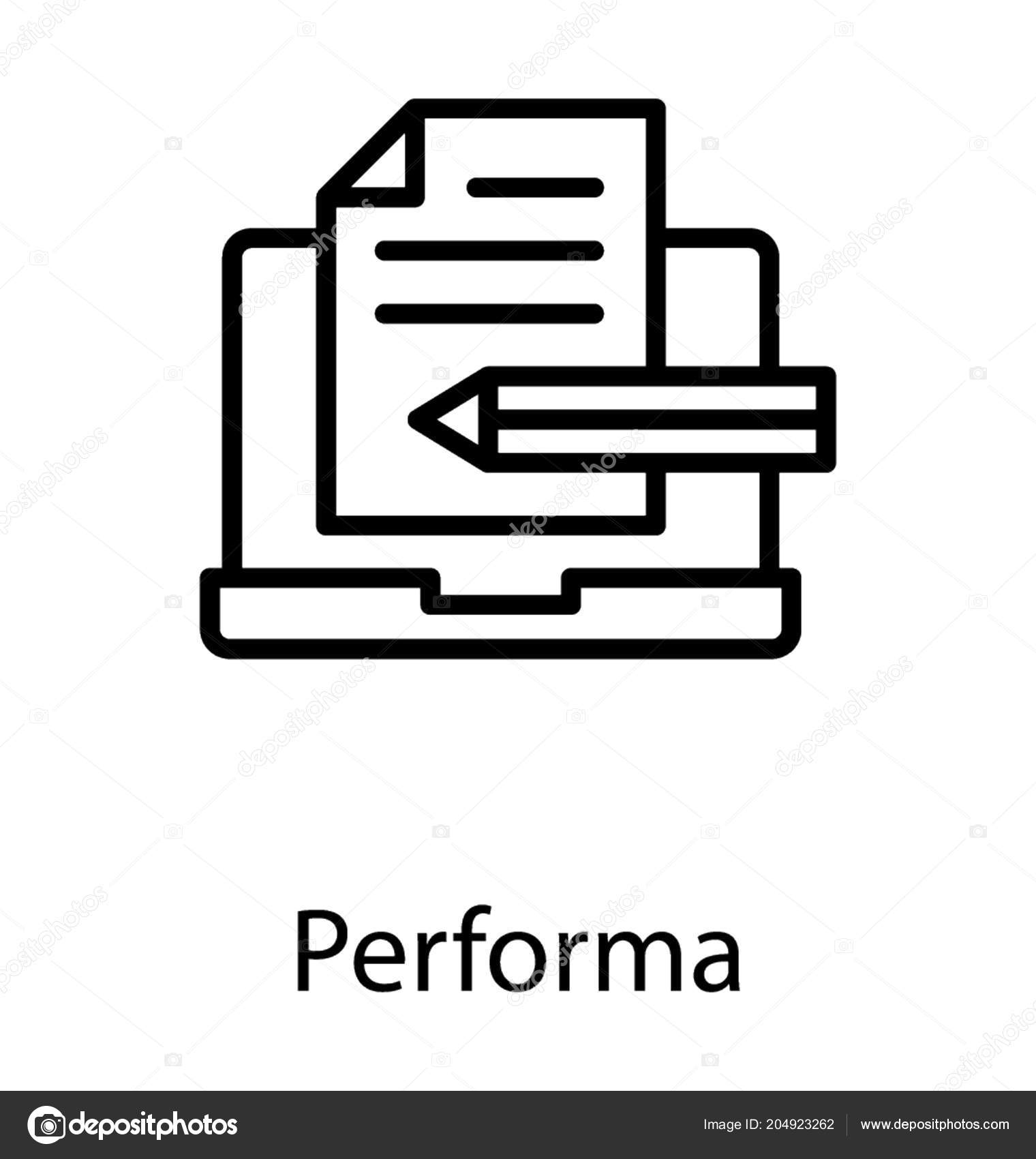 Paper Coming Out Laptop Having Pencil Aside Icon Performa Stock Vector ...