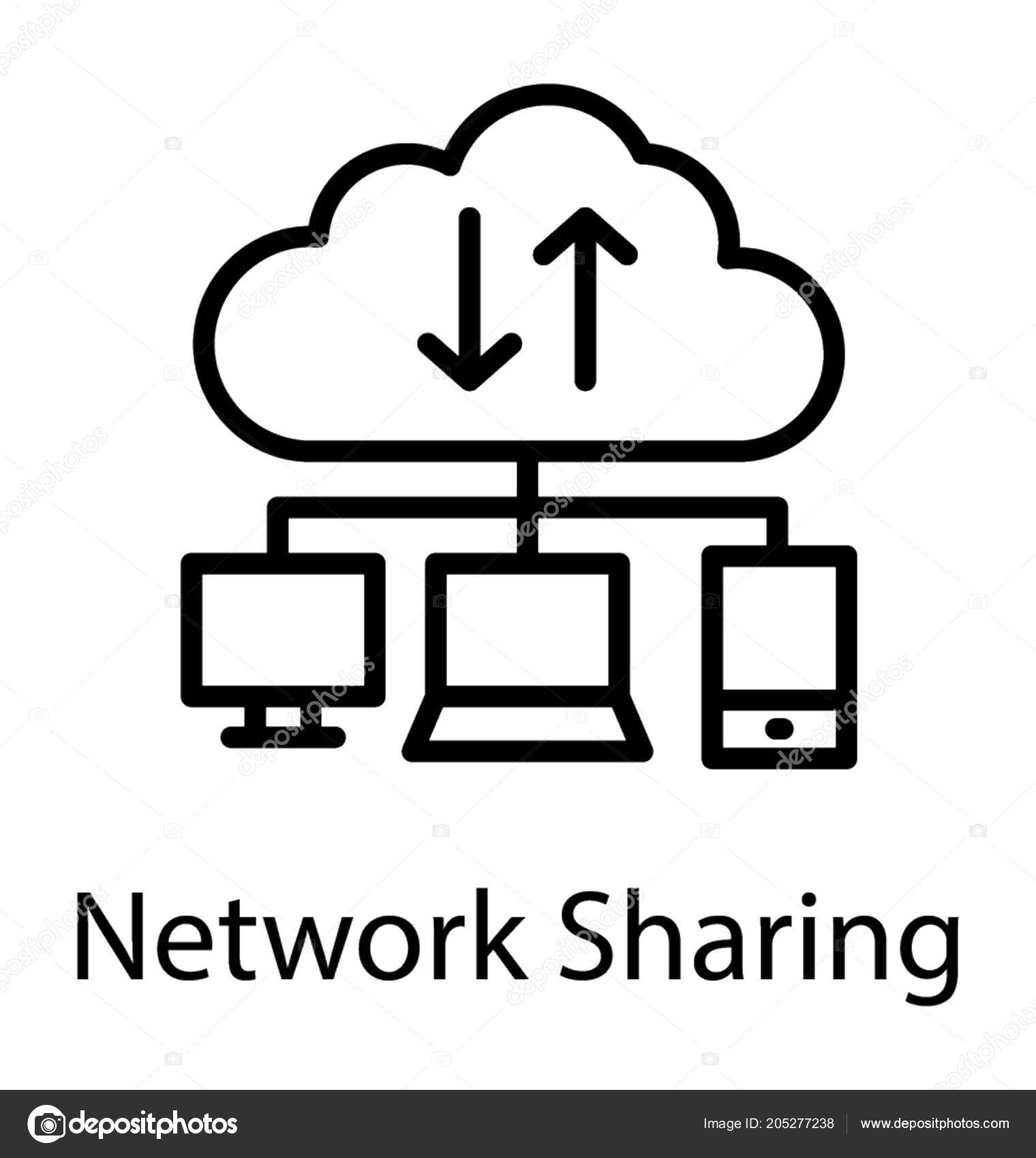 Cloud Computing Network Sharing Cloud Sharing Service Stock Vector ...