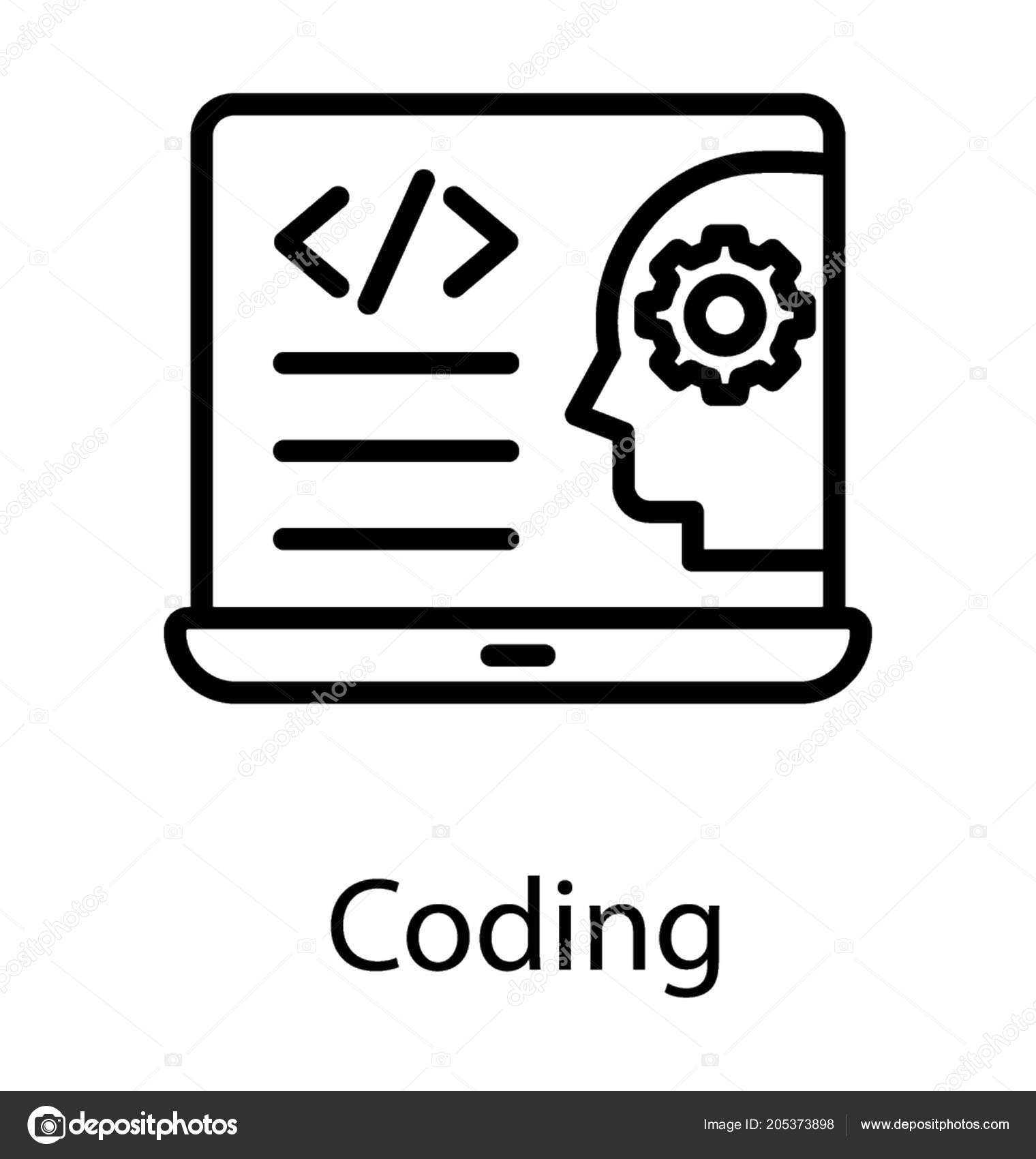 Image vectorielle Cog Tournant Dans Tête Humaine Avec Codage Html ...