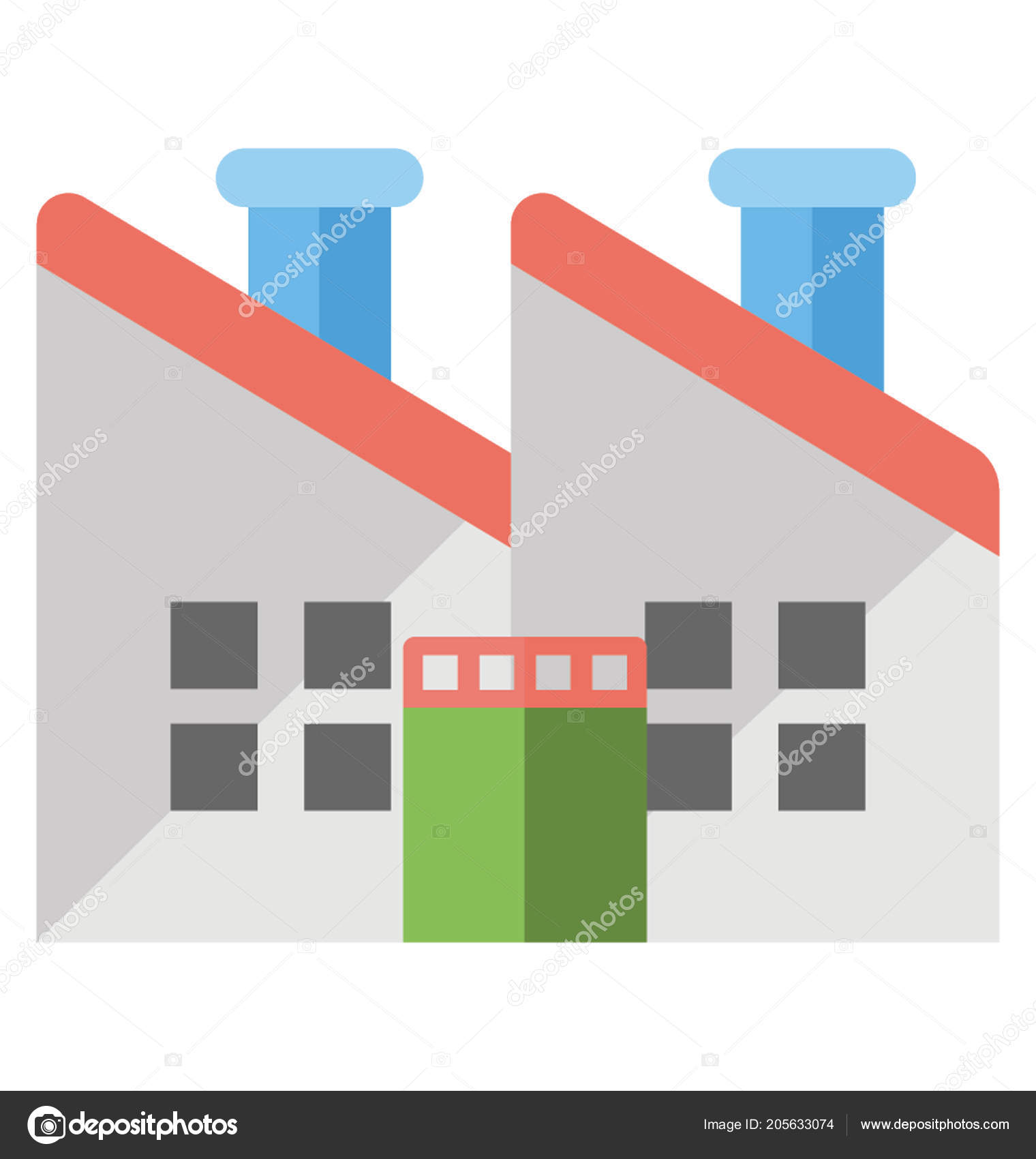 Commercial Building Check Shaped Window Chimney Making Icon ...