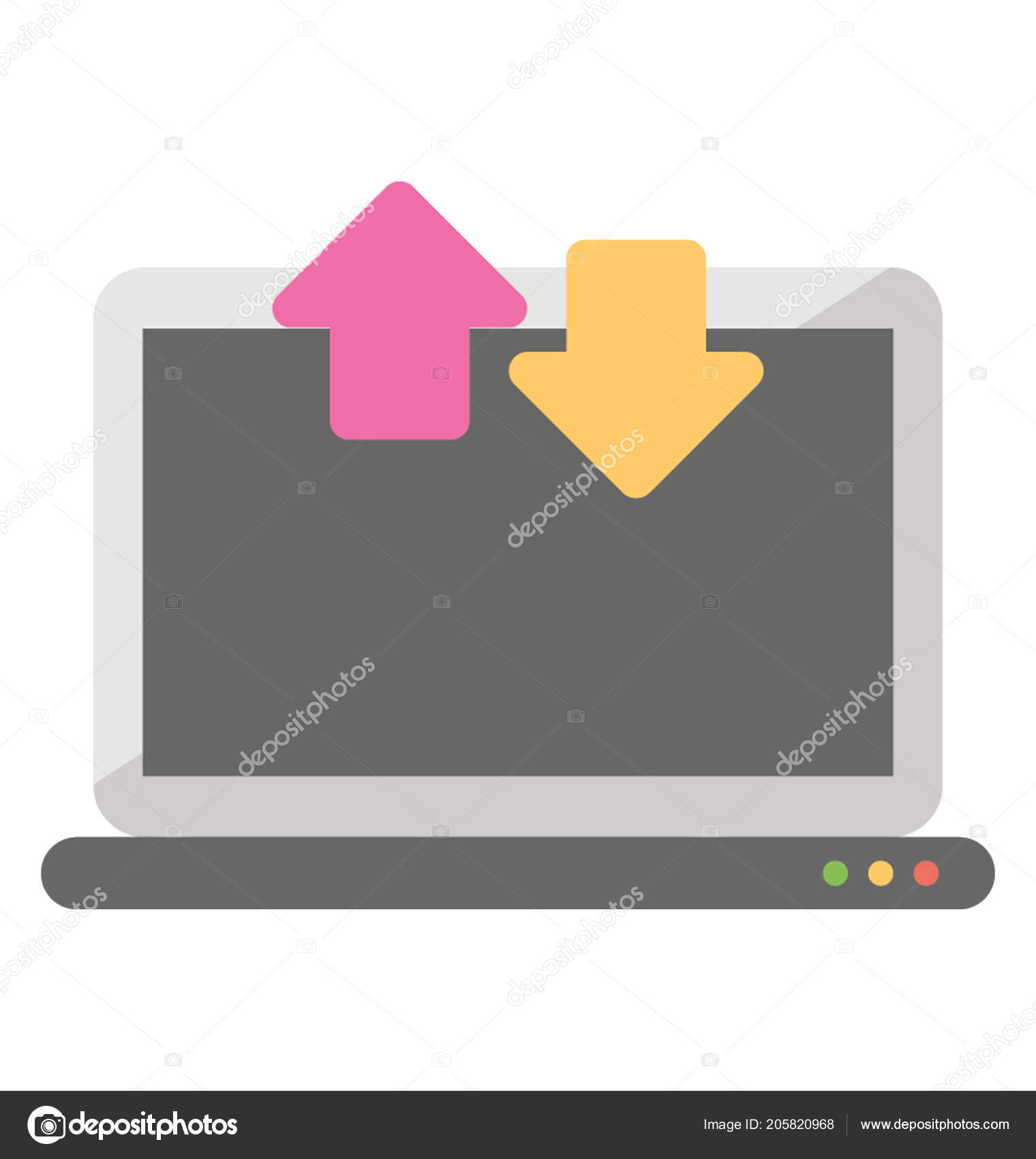 Laptop Having Two Way Arrows Depicting Information Technology Stock ...