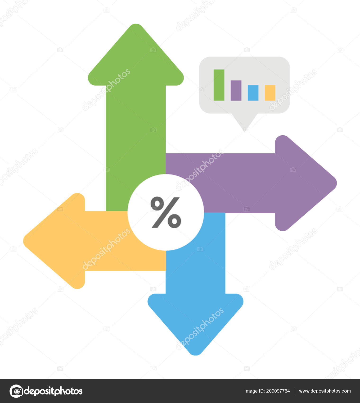 Four Directional Arrows Infographic Depicting Modern Infographic Stock ...