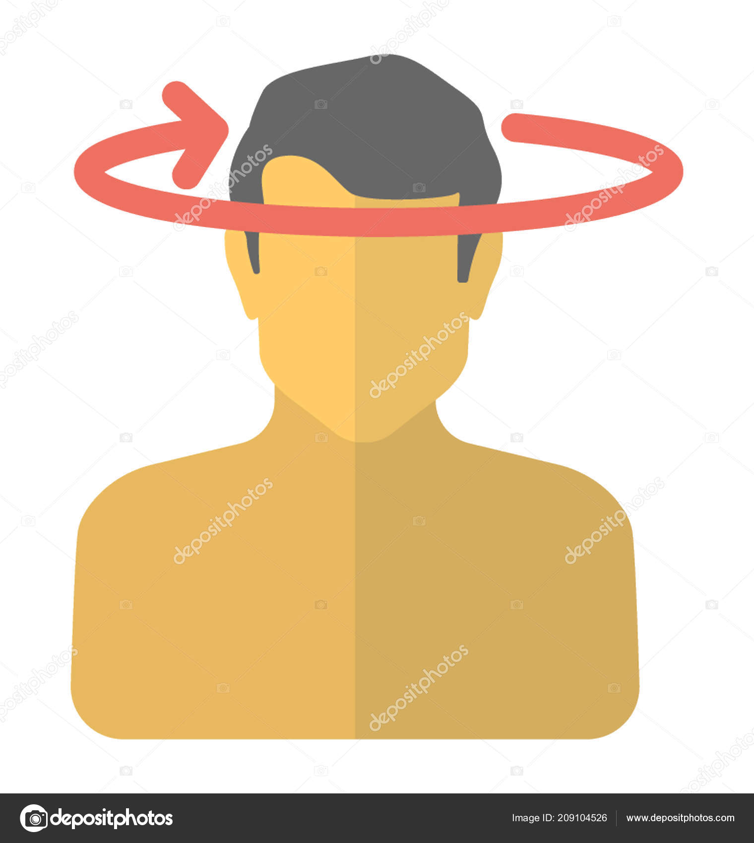 Human Avatar Curved Revolving Arrow Head Denoting Icon Dizziness Stock ...