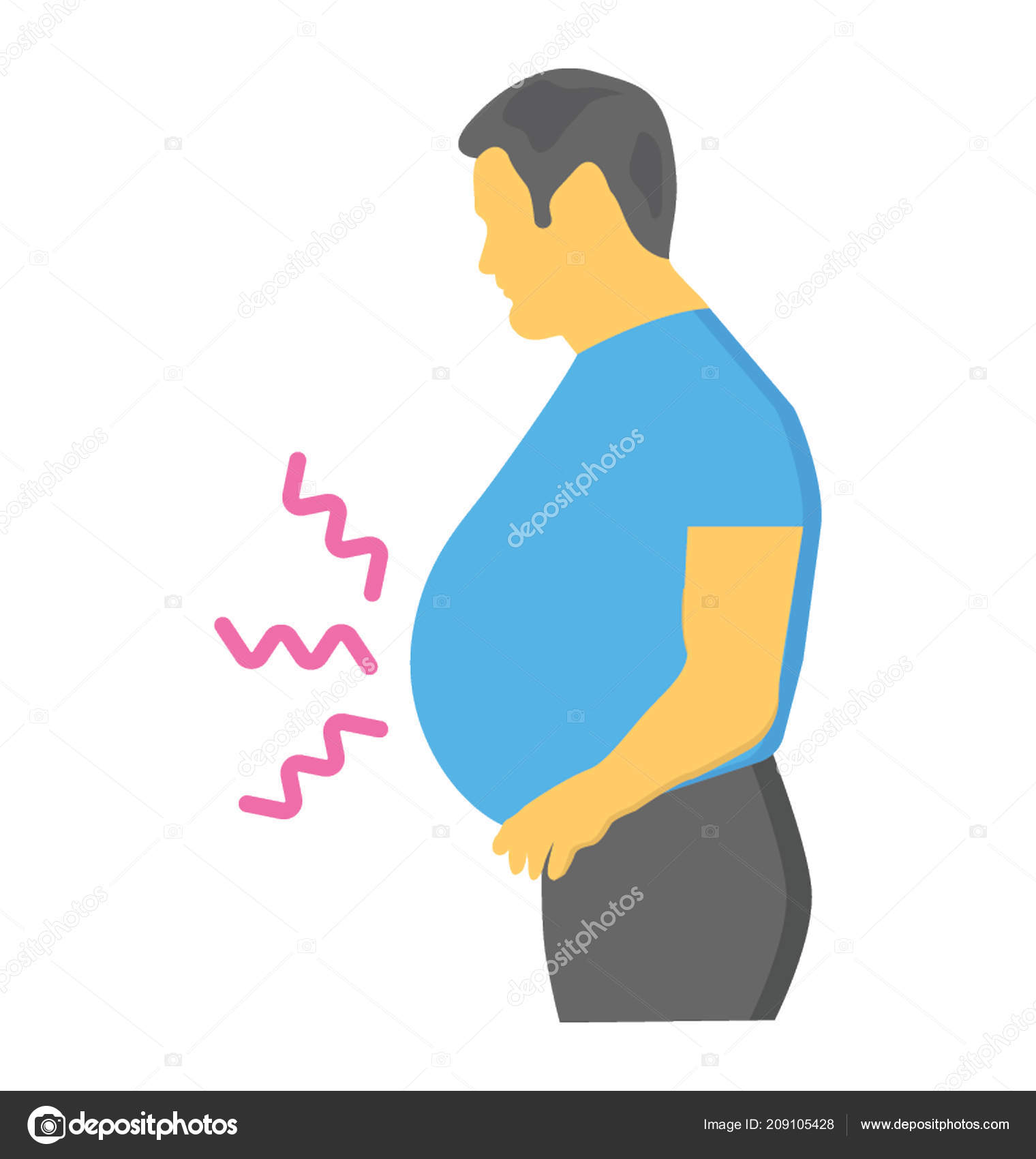 Young Fat Man Standing His Overweight Belly Stock Vector by ©prosymbols ...