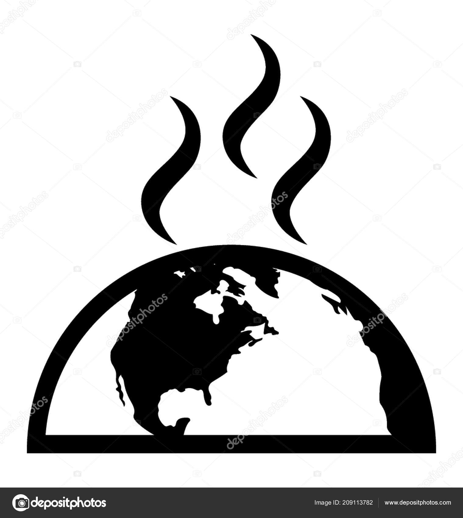 Planet Earth Heat Waves Denoting Global Warming Icon Stock Vector Image ...