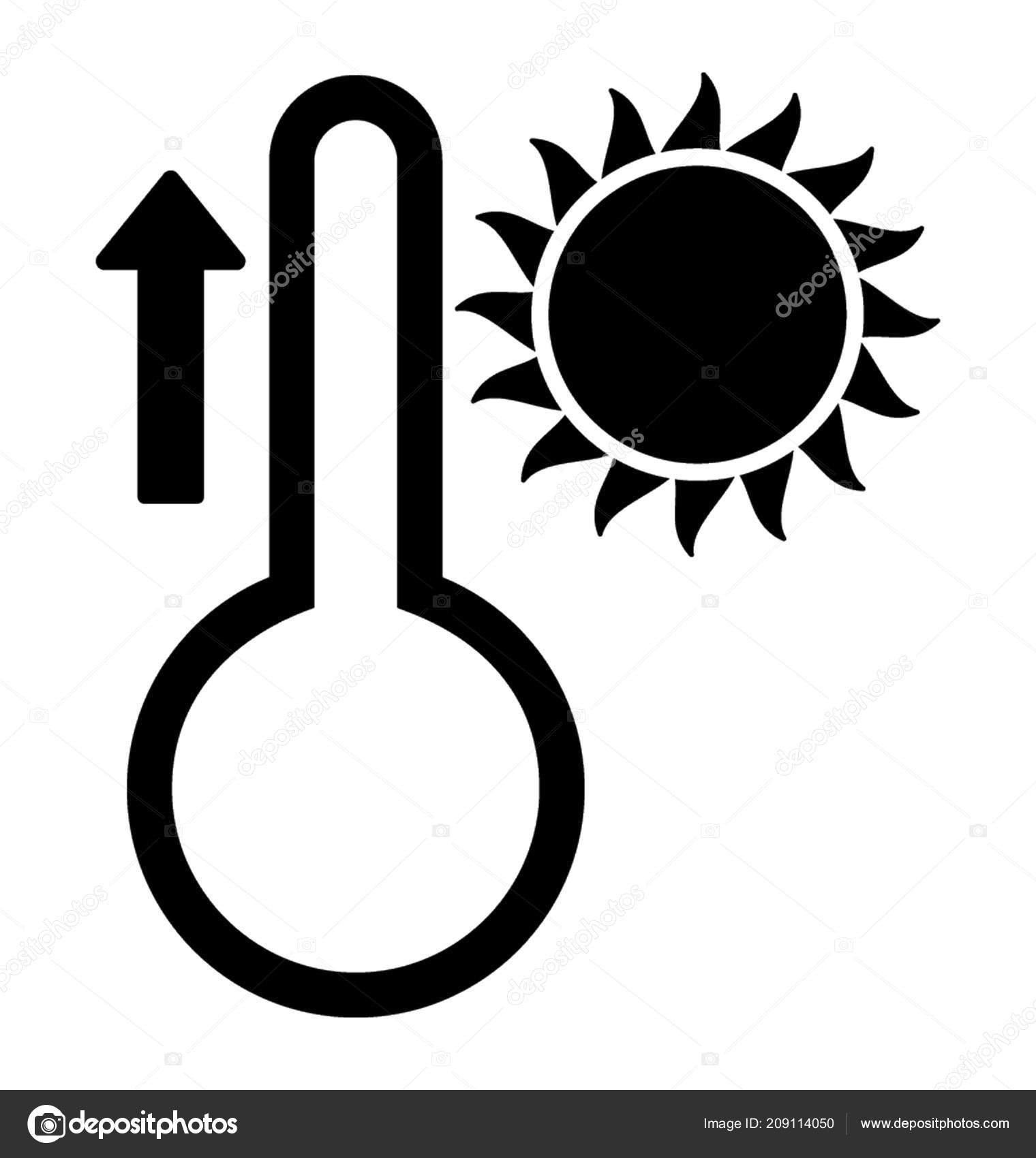 Thermometer Sun Arrow Sign Indicating High Temperature Stock Vector by ...