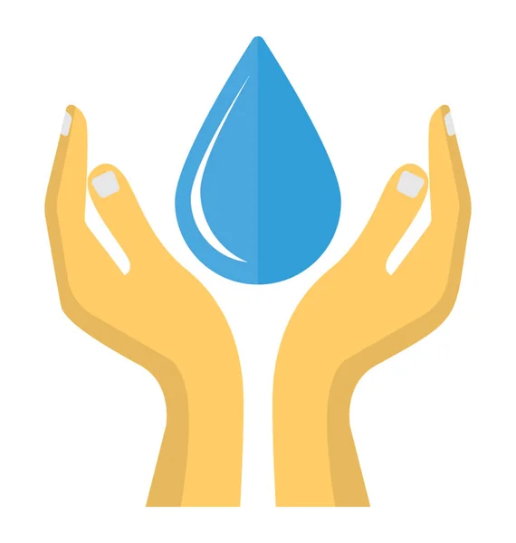 Human Hand Protecting Water Drop Water Protection Concept Stock Vector ...