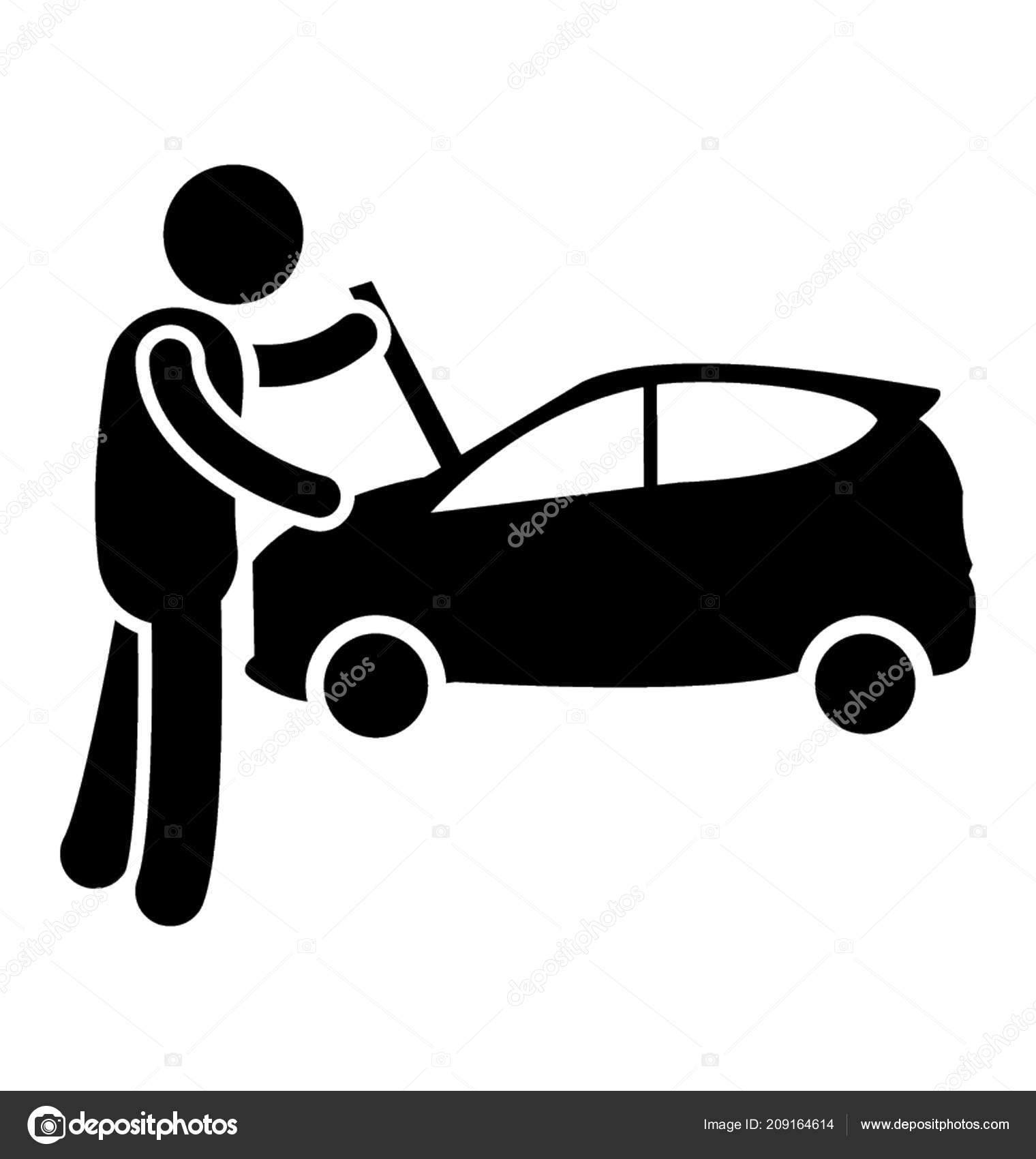 Avería Del Coche Carretera Hombre Está Comprobando Vehículo Mediante ...