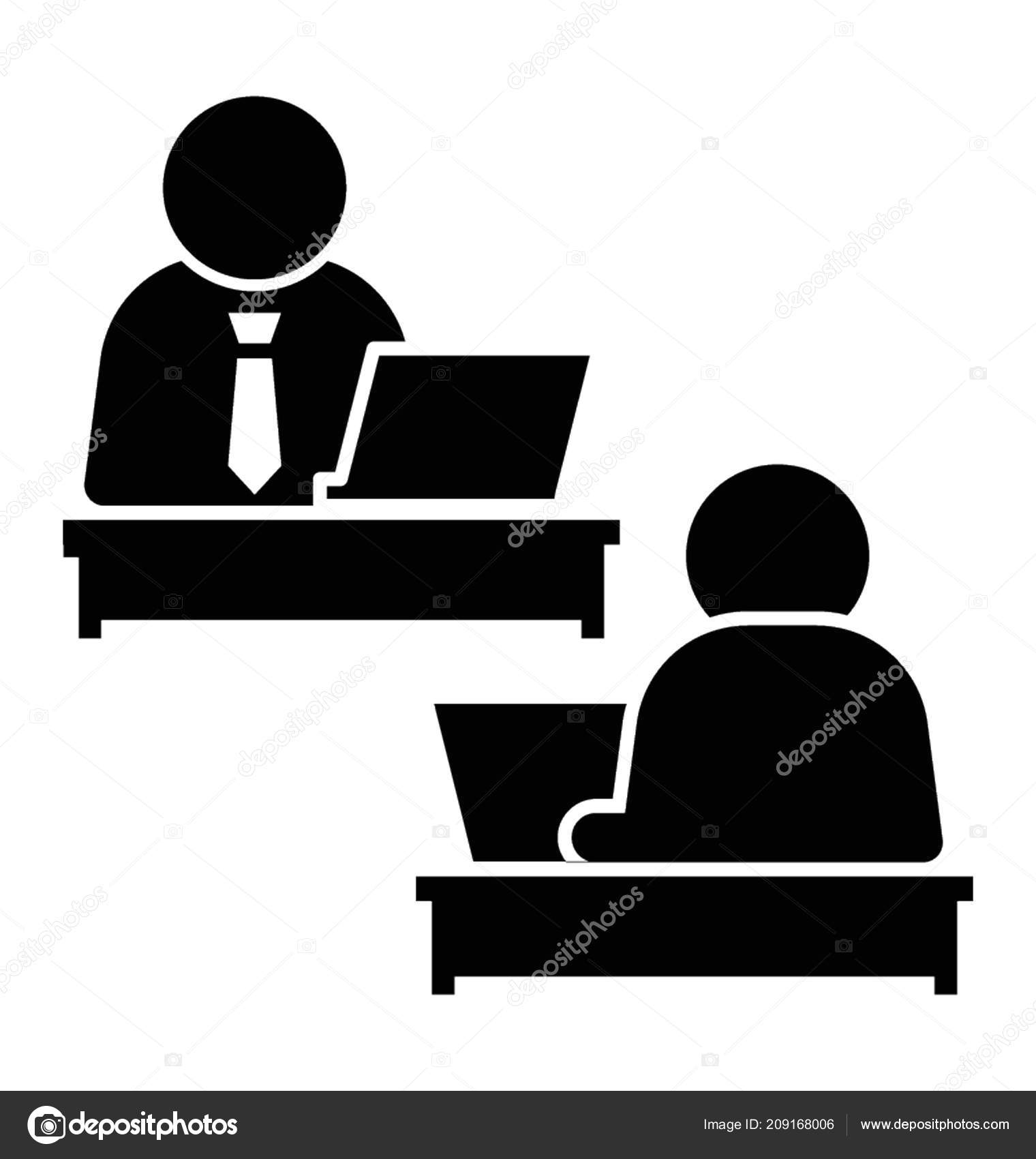 Two Office Workers Office Desk Working Together Stock Vector Image by ...