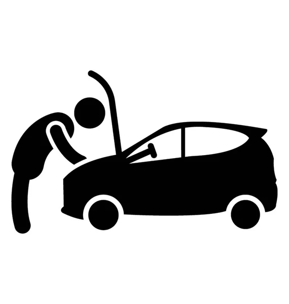 Avería Del Coche Carretera Hombre Está Comprobando Vehículo Mediante ...