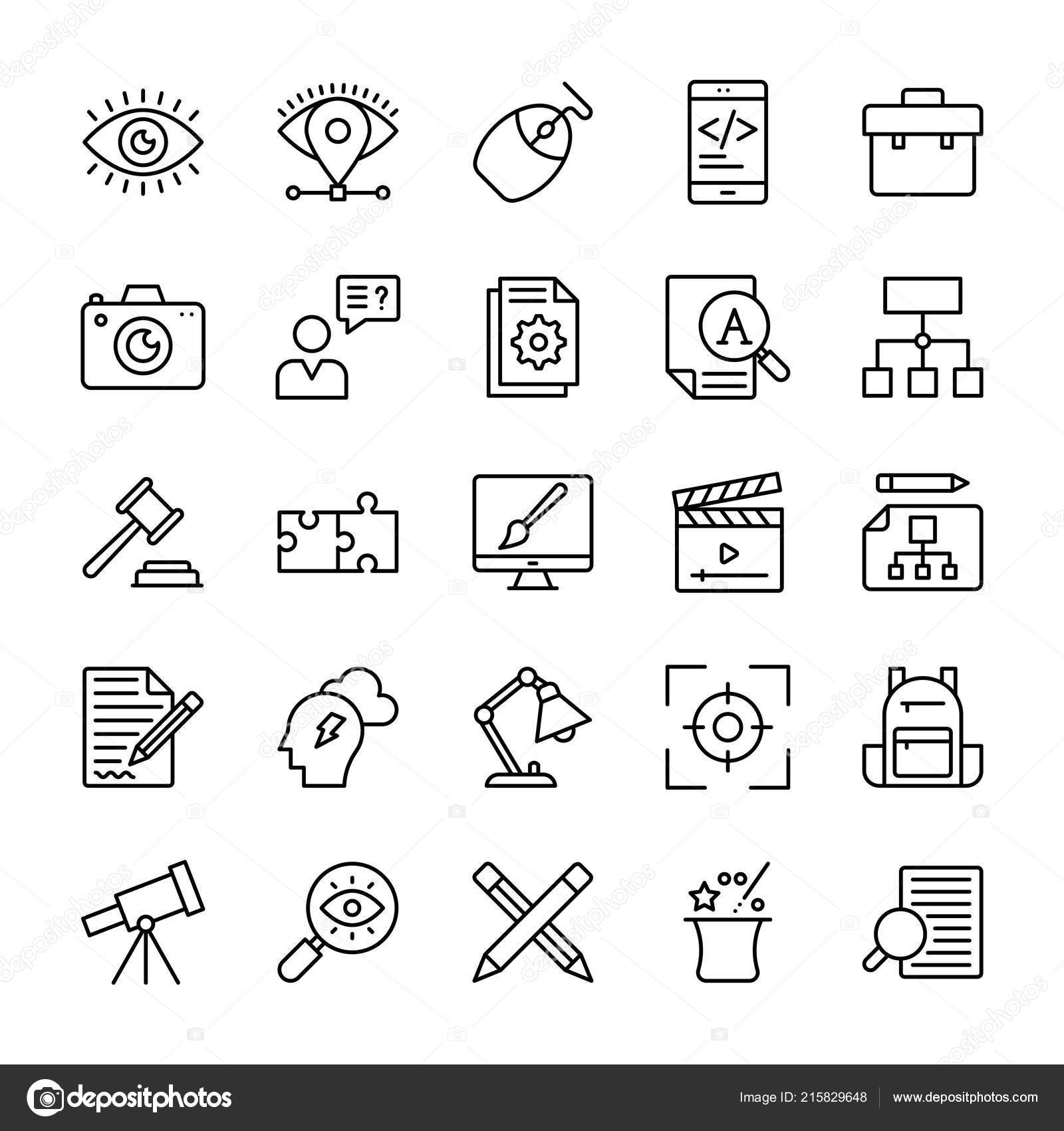 Content Design Development Production Line Icons Stock Vector Image by ...