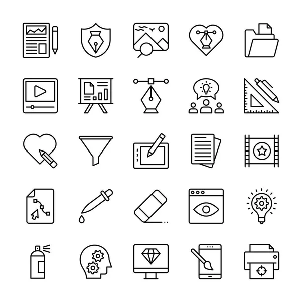 Content Design Development Production Line Icons Stock Vector Image by ...