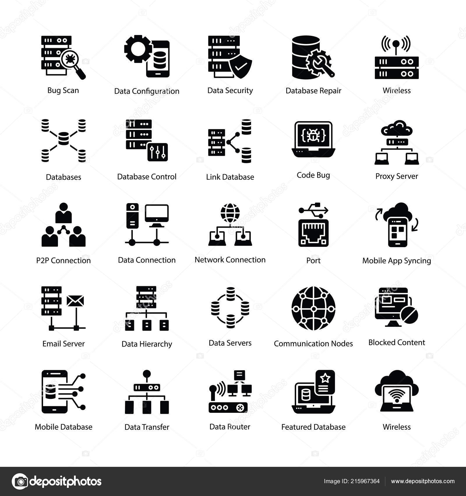 Database Schema Icons Set Stock Vector Image By ©prosymbols 215967364