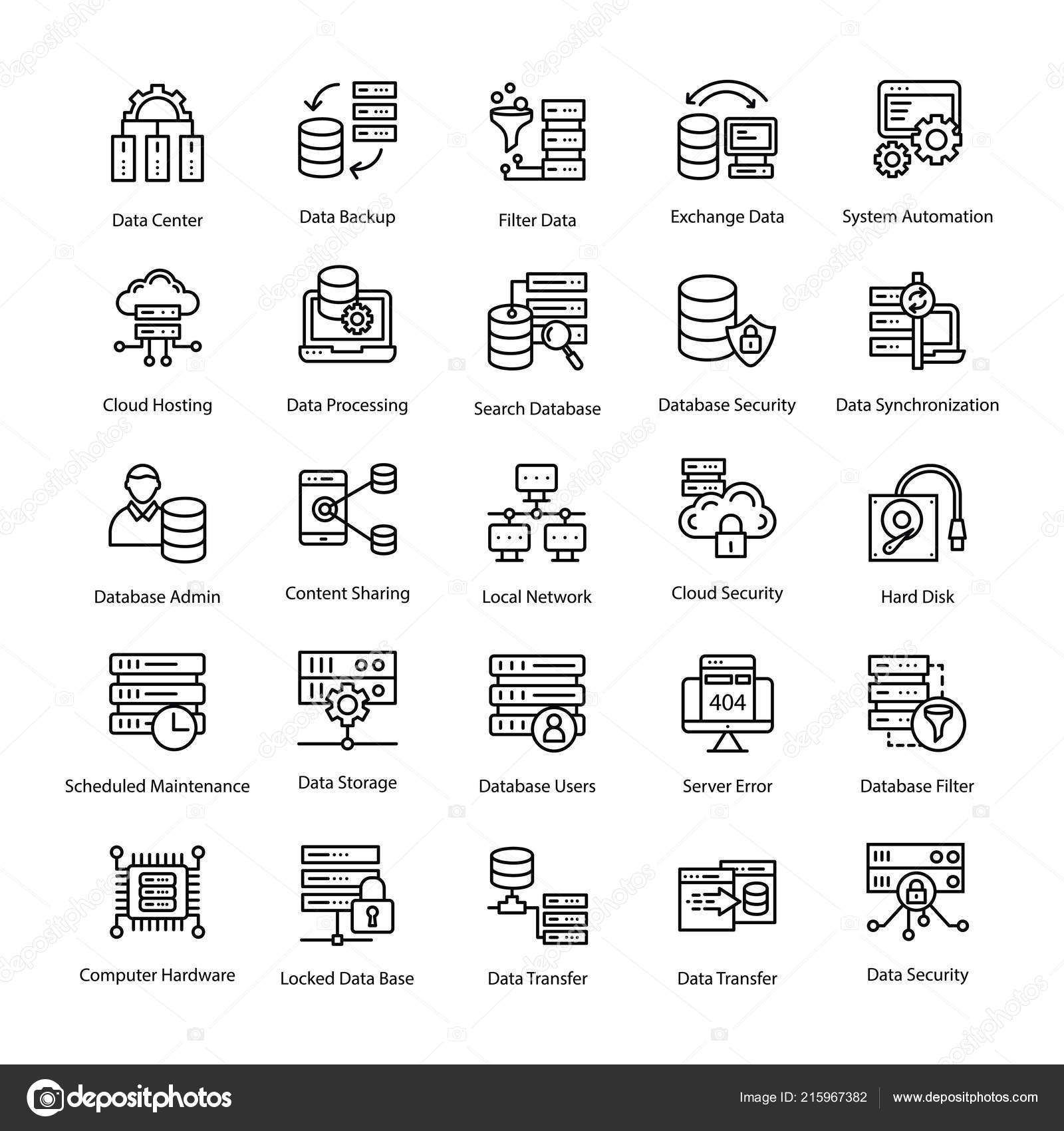 Database Schema Icons Set Stock Vector Image by ©prosymbols #215967382