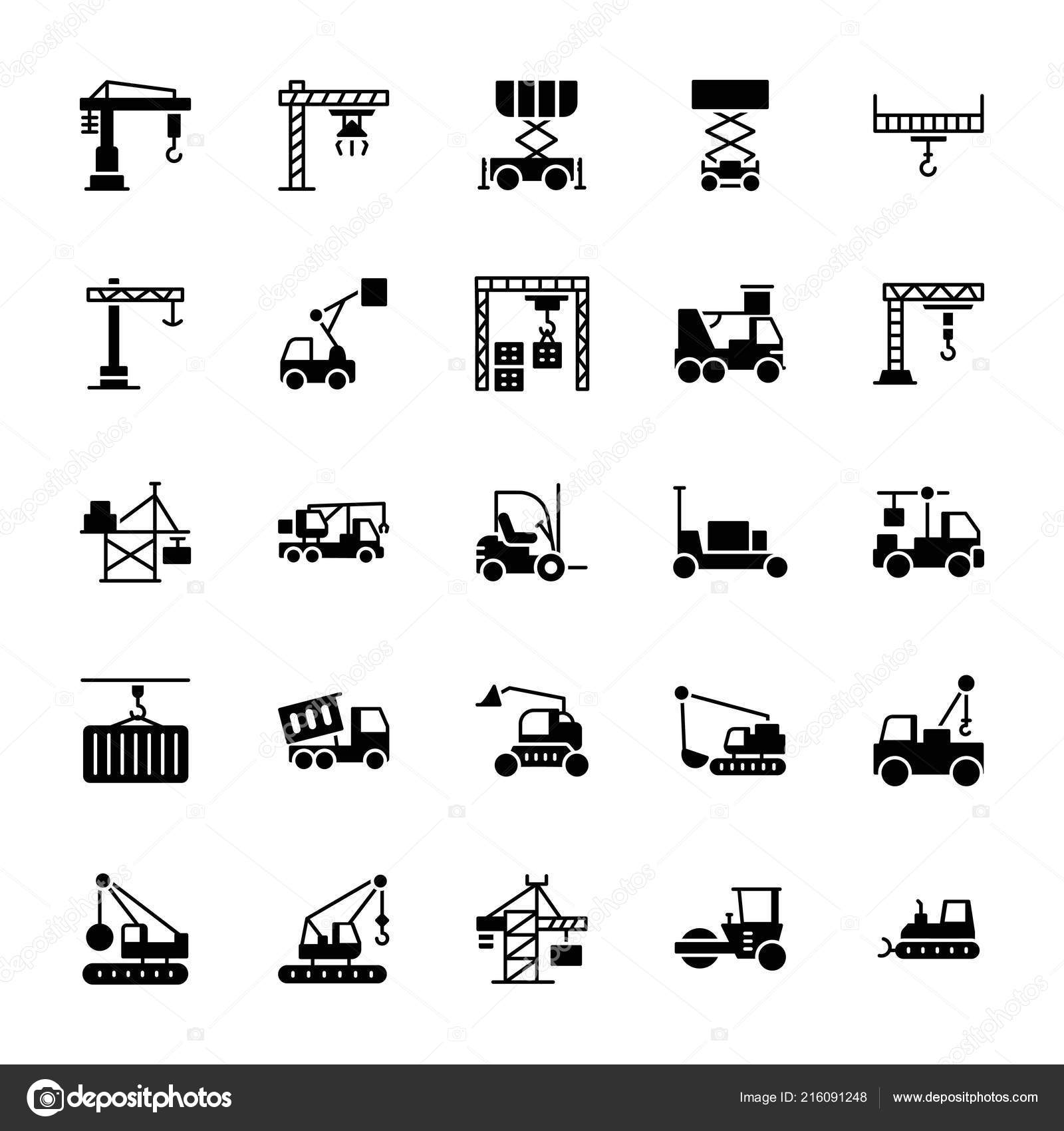 Crane Lifting Machine Icons Stock Vector Image by ©prosymbols #216091248