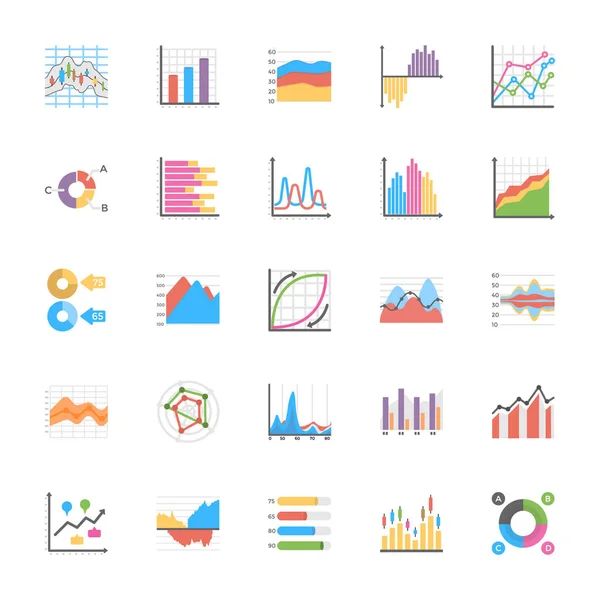 Business Data Graph Charts Icon Set Stock Vector Image by ©prosymbols ...