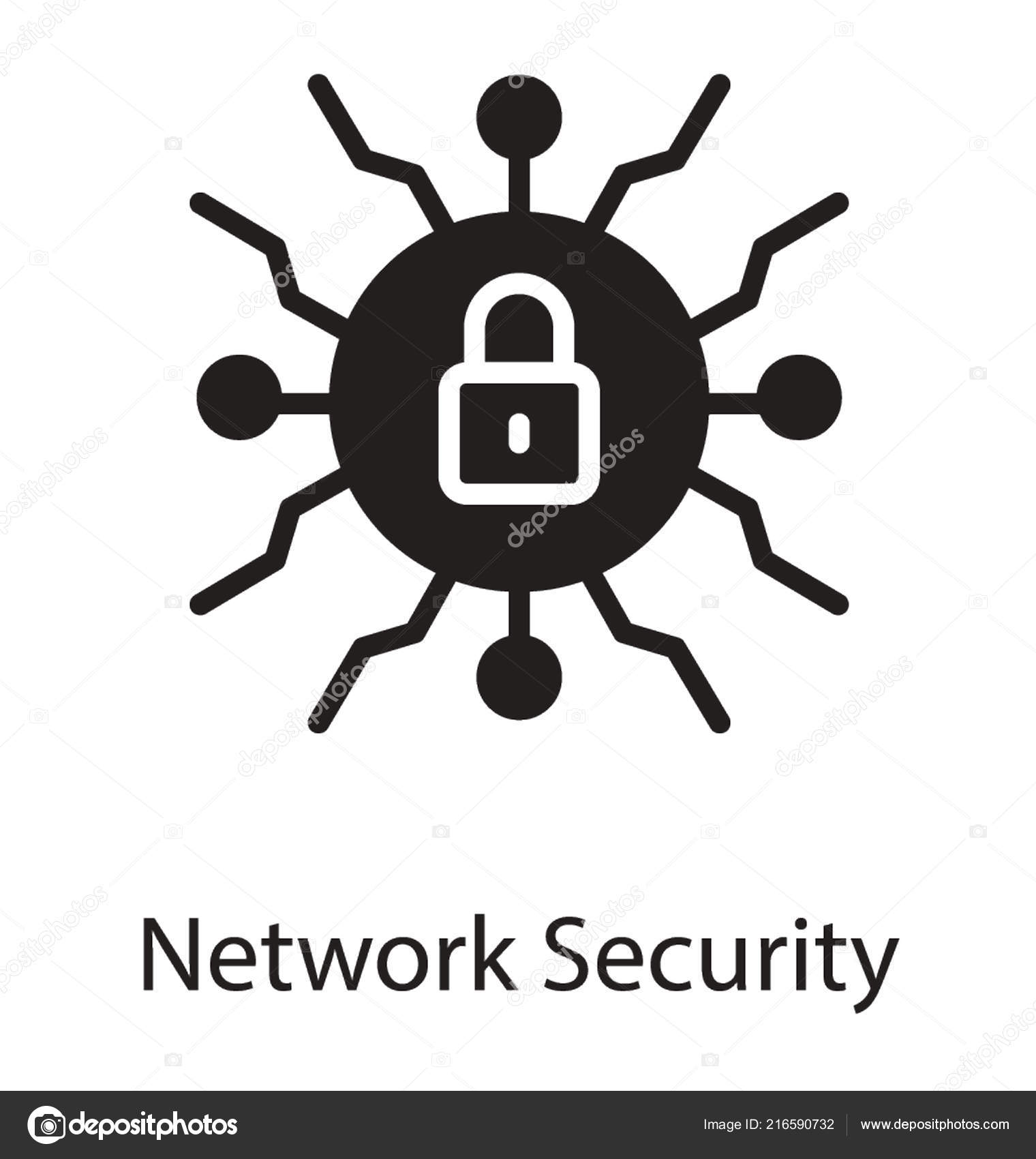 Icon Circle Having Wires Lock Sign Depicting Network Security Stock ...