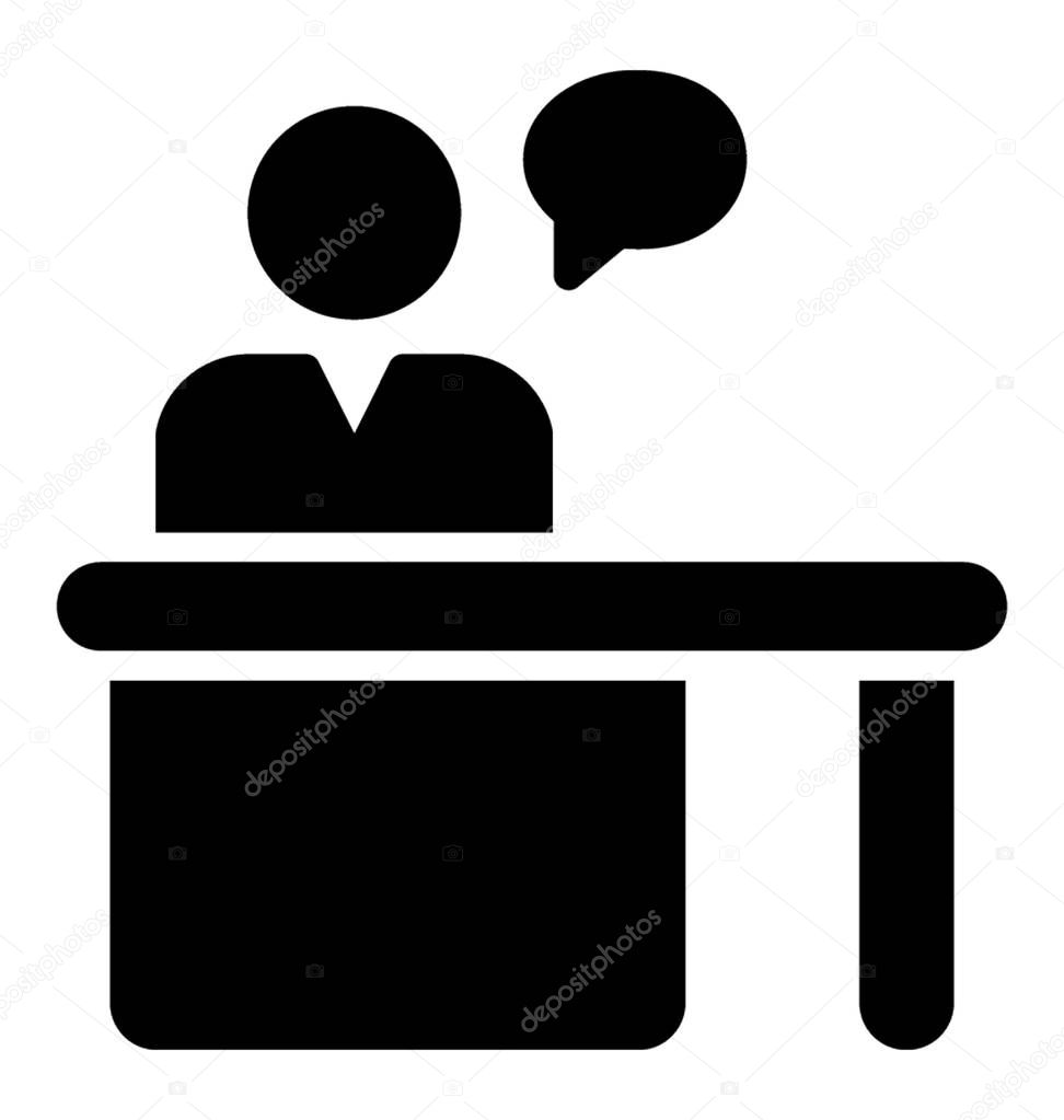 Person Work Desk Chat Bubble Symbolising Consultation Icon — Stock ...